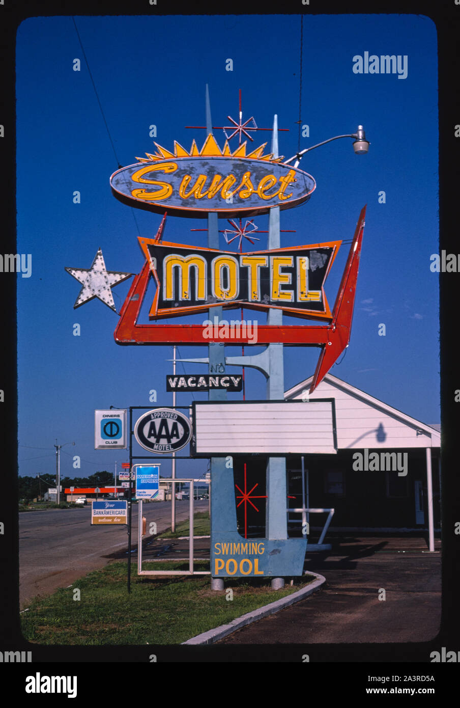 Sunset Motel sign, Sayre, Oklahoma Stock Photo - Alamy