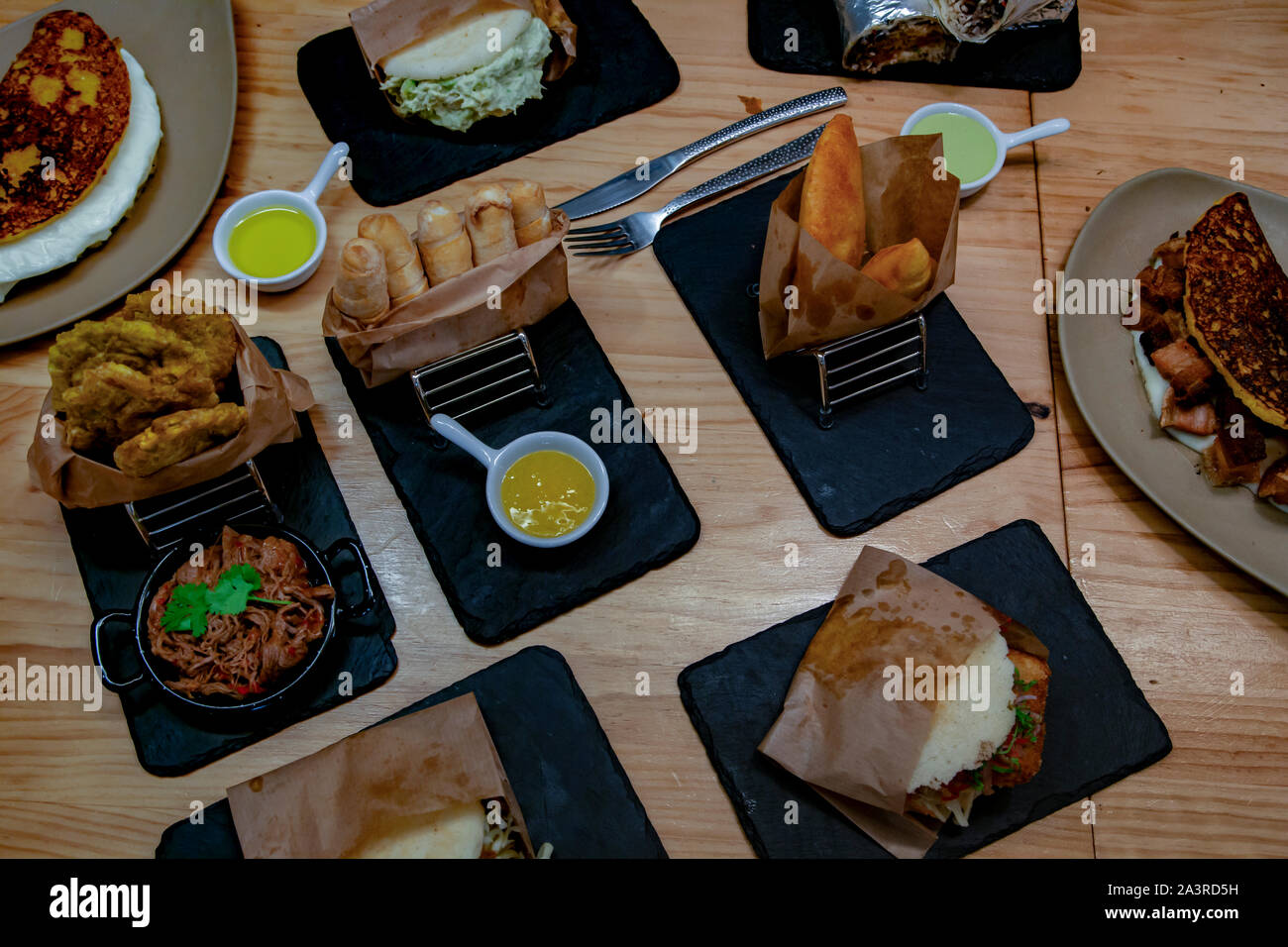 Variety of typical dishes of Latin cuisine served for restaurant menu ...