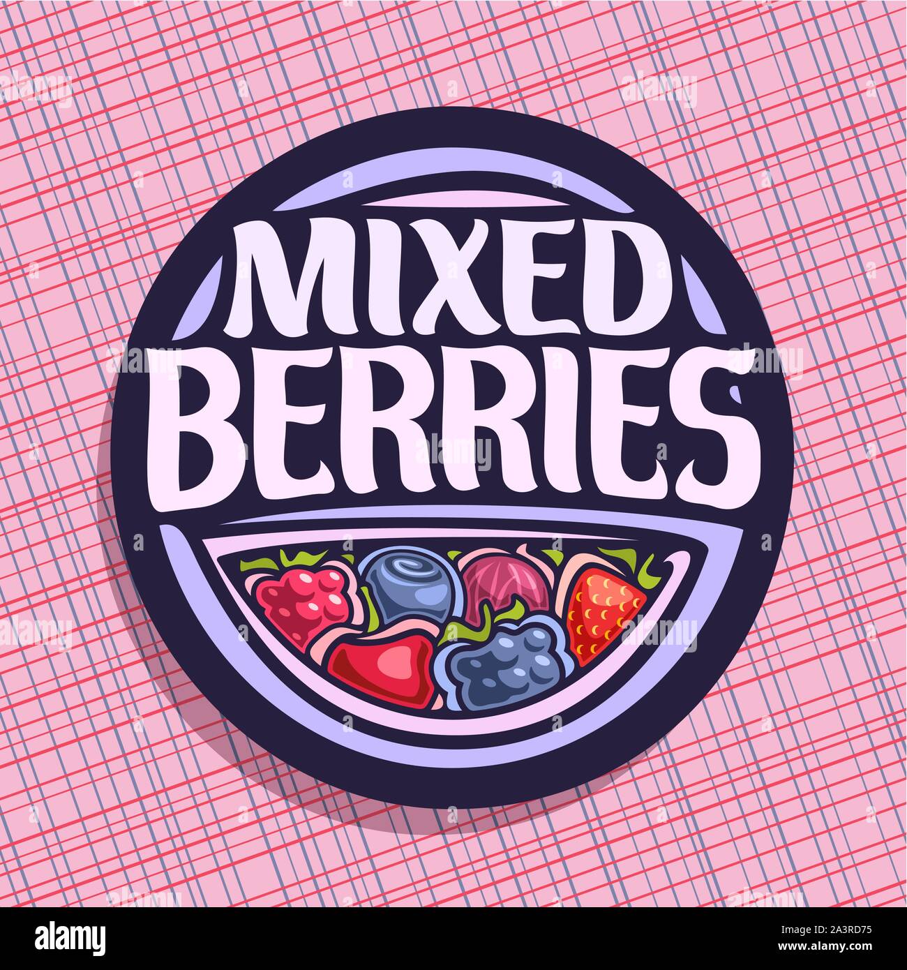 Vector logo for Berries, circle sign with ripe raspberry, healthy ...