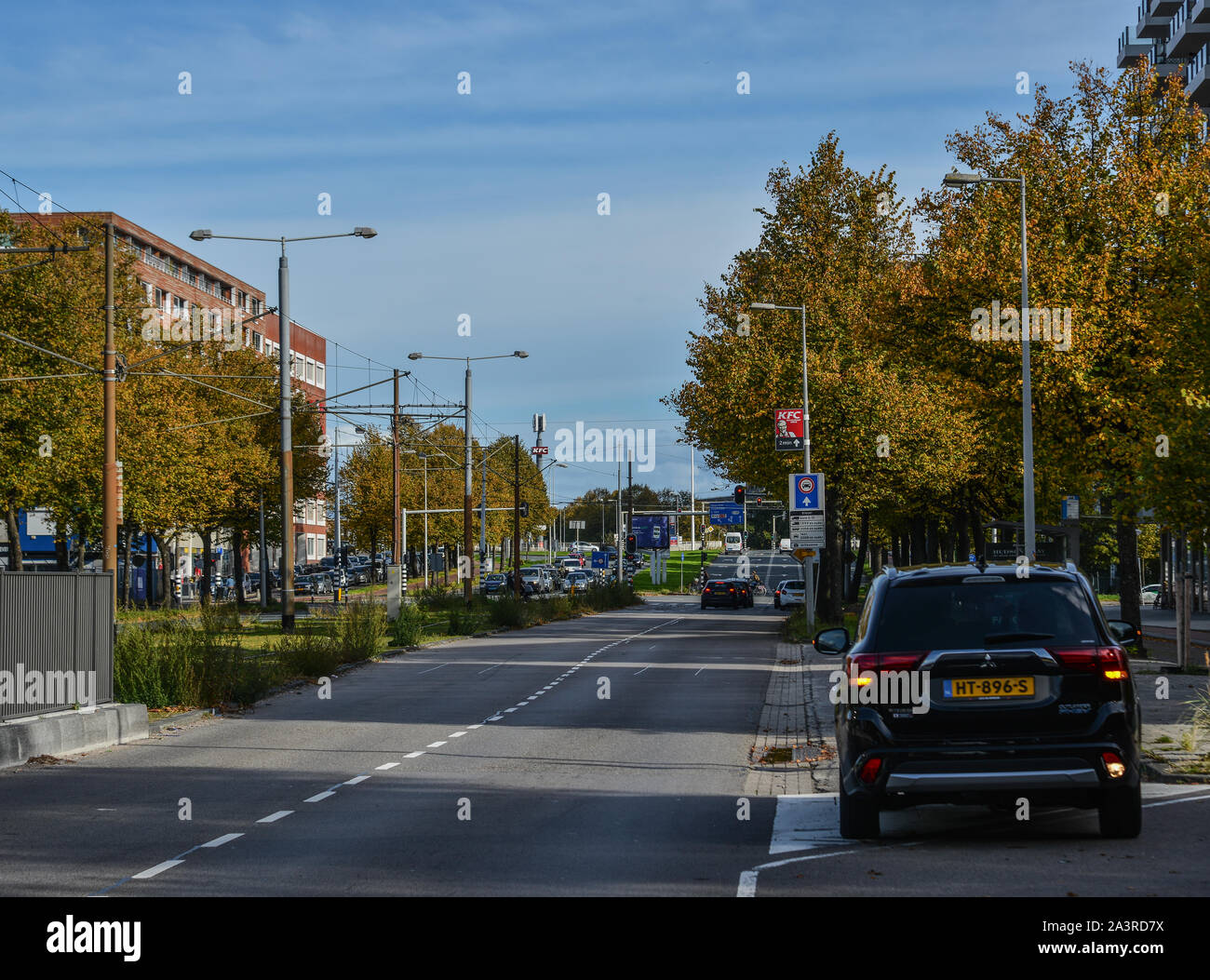 Amsterdam, Holland - Oct 7, 2018. Cityscape of Amsterdam with famous ...