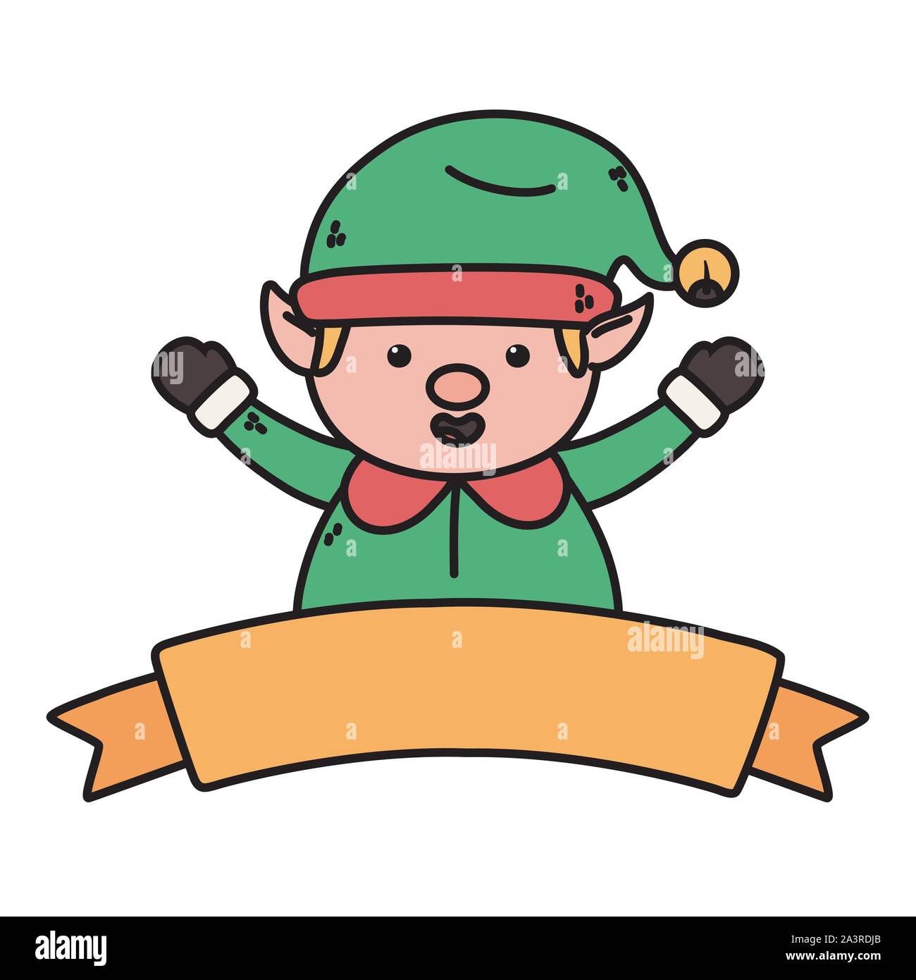 helper hands up celebration ribbon decoration merry christmas vector ...