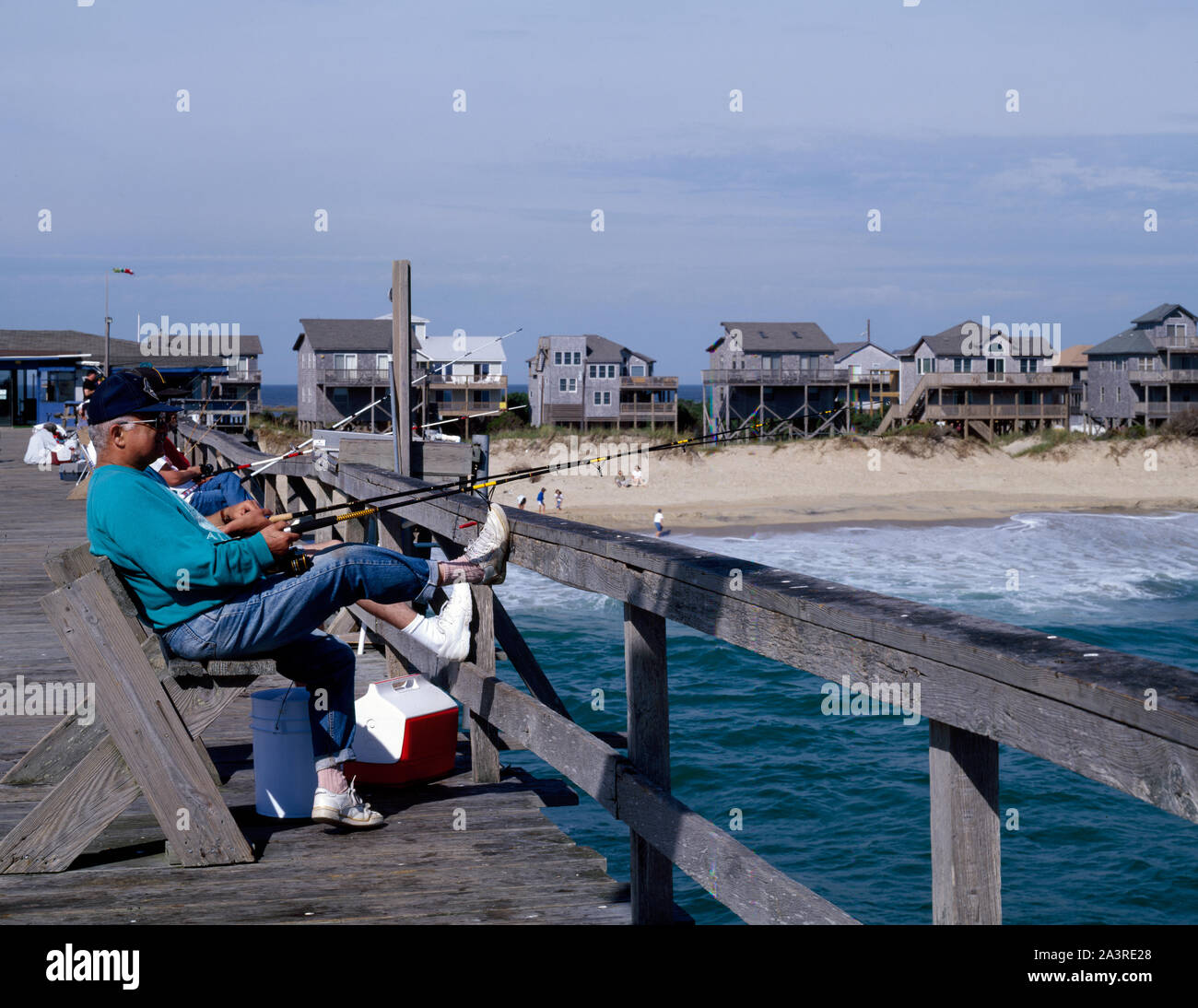 Surf fishing from the Hatteras pier on North Carolina's Outer Banks ...