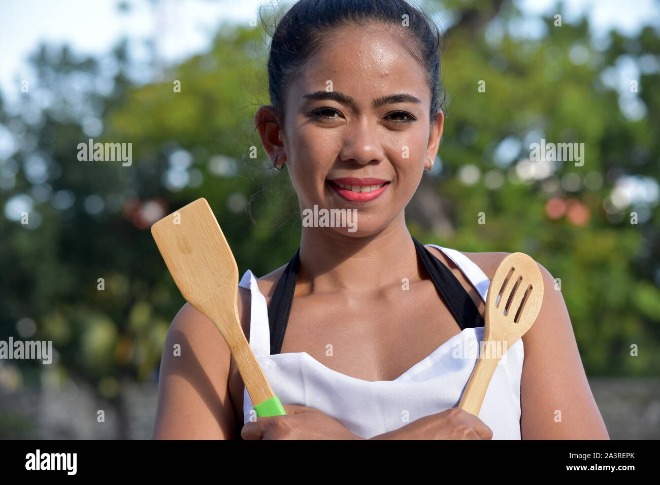 Beautiful Female Cook Wearing Apron Stock Photo - Alamy Beautiful Female Cook Wearing Apron Stock Photo - Alamy