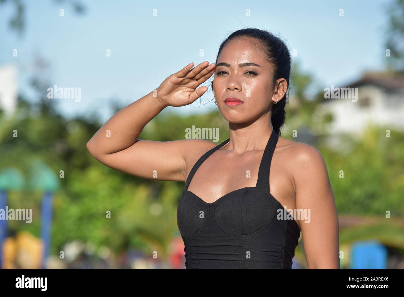 An Adult Female Saluting Stock Photo - Alamy