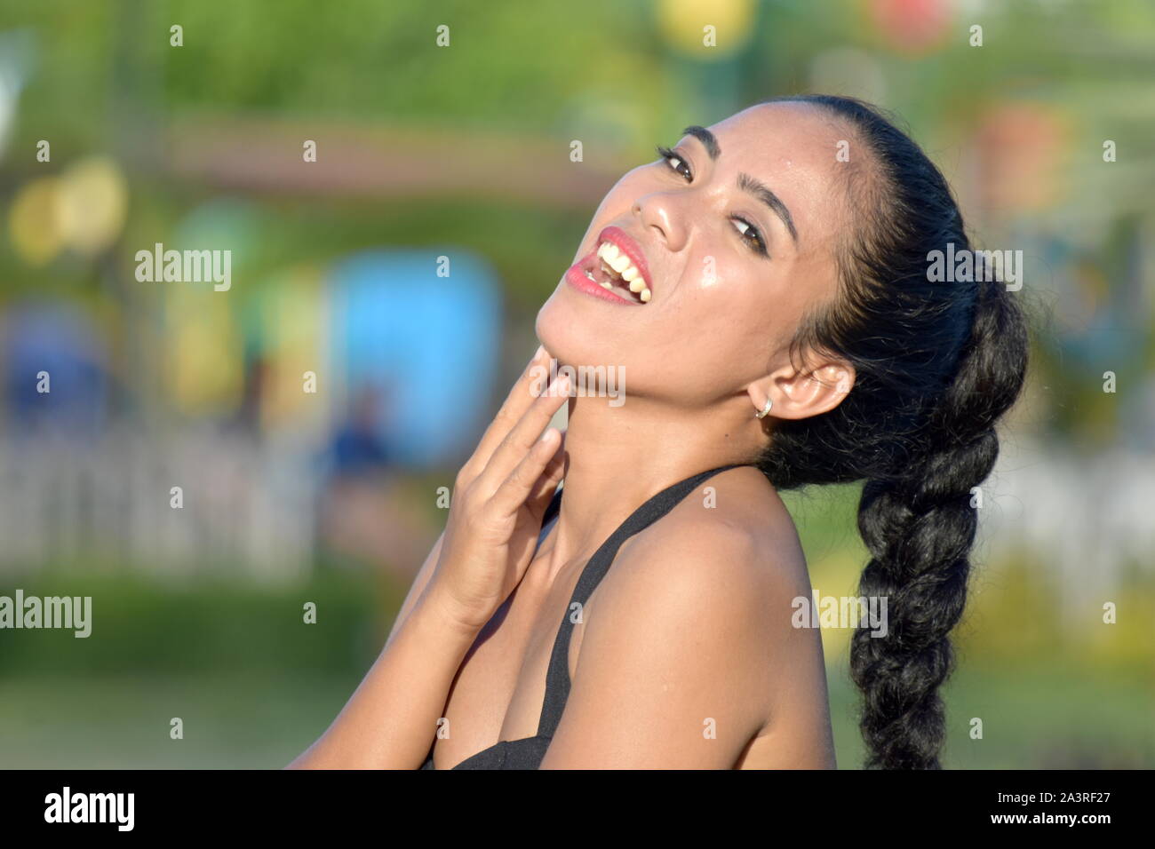 Woman With Braids Stock Photo - Alamy