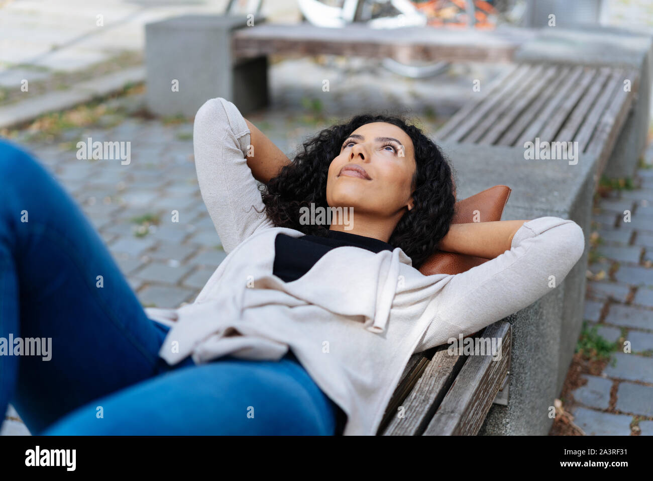 Lying on the bench hi-res stock photography and images - Alamy