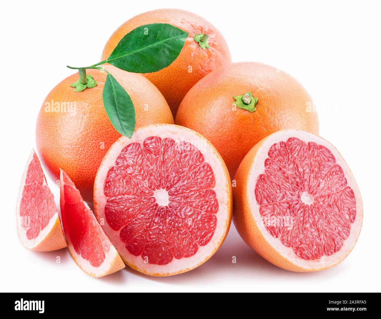 Grapefruits and grapefruit slices isolated on white background Stock ...