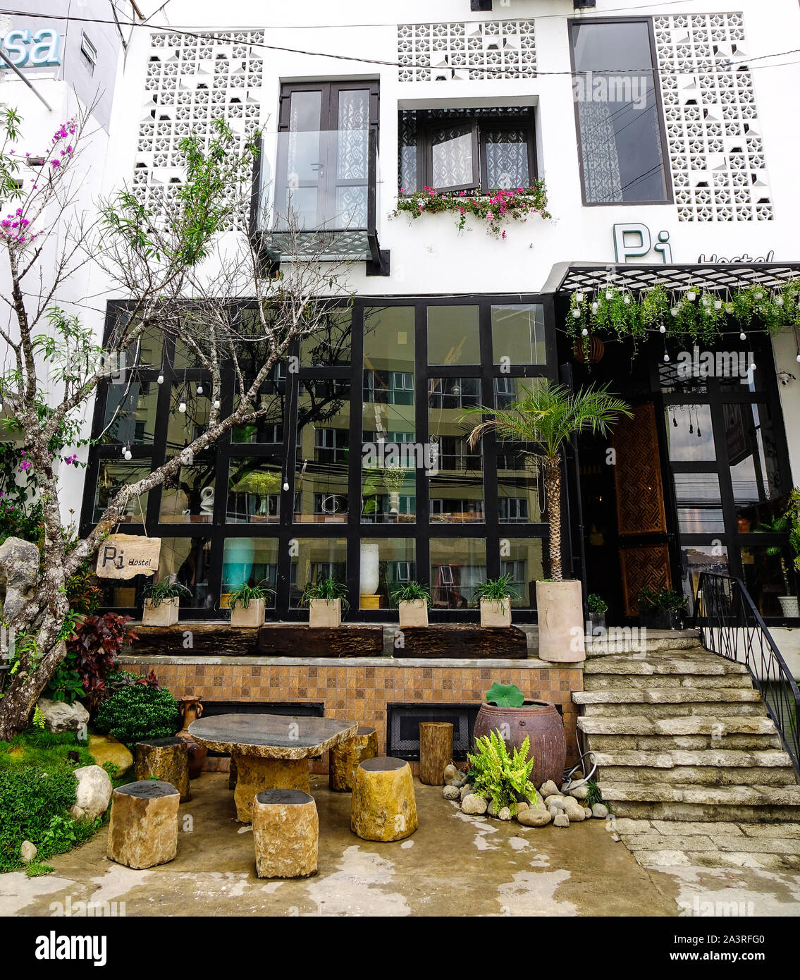 Dalat, Vietnam - Sep 14, 2018. Facade of hostel building in Dalat ...