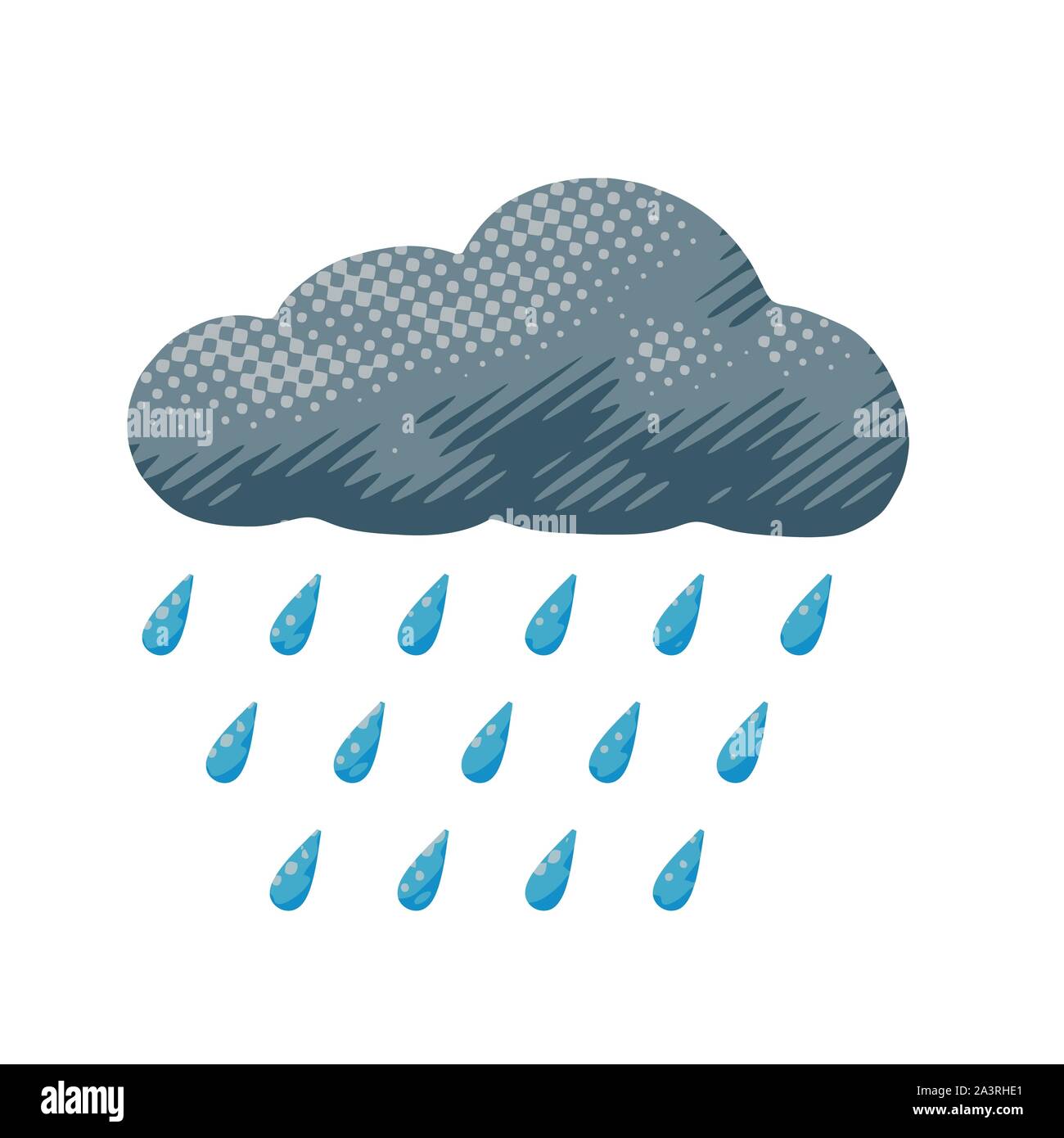 Isolated vector illustration of rainy gray cloud during thunderstorm ...
