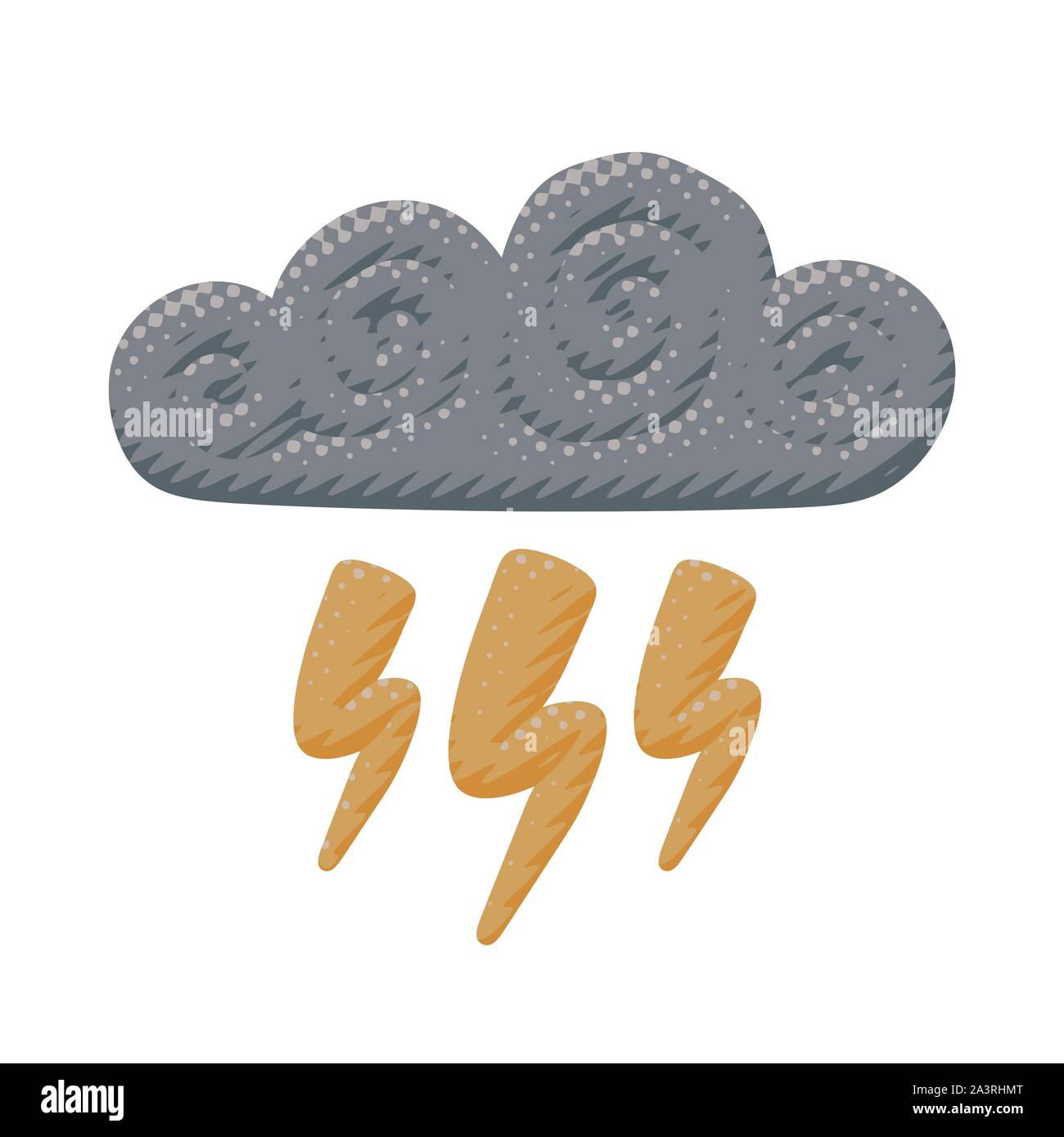 Isolated vector design of lightning strike from curly cloud. Cartoon ...