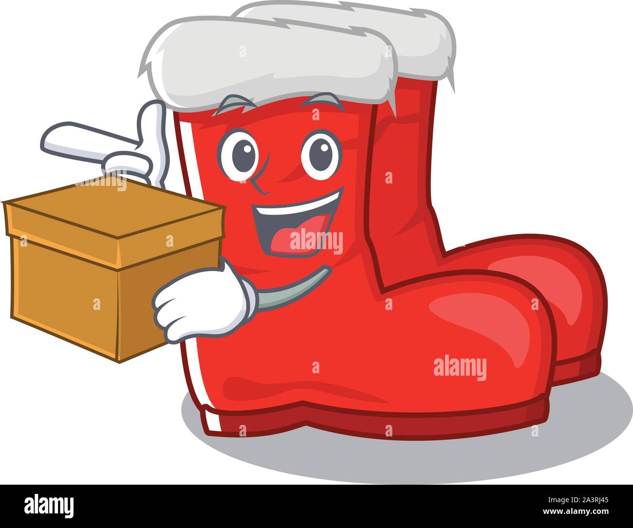 With box santa boots on cartoon shoe rack Stock Vector Image & Art - Alamy