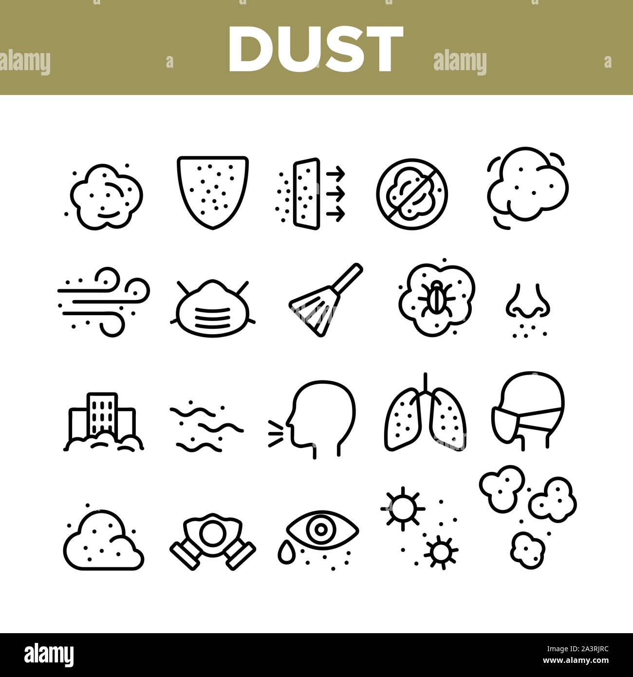 Dust And Polluted Air Collection Icons Set Vector Stock Vector Image ...