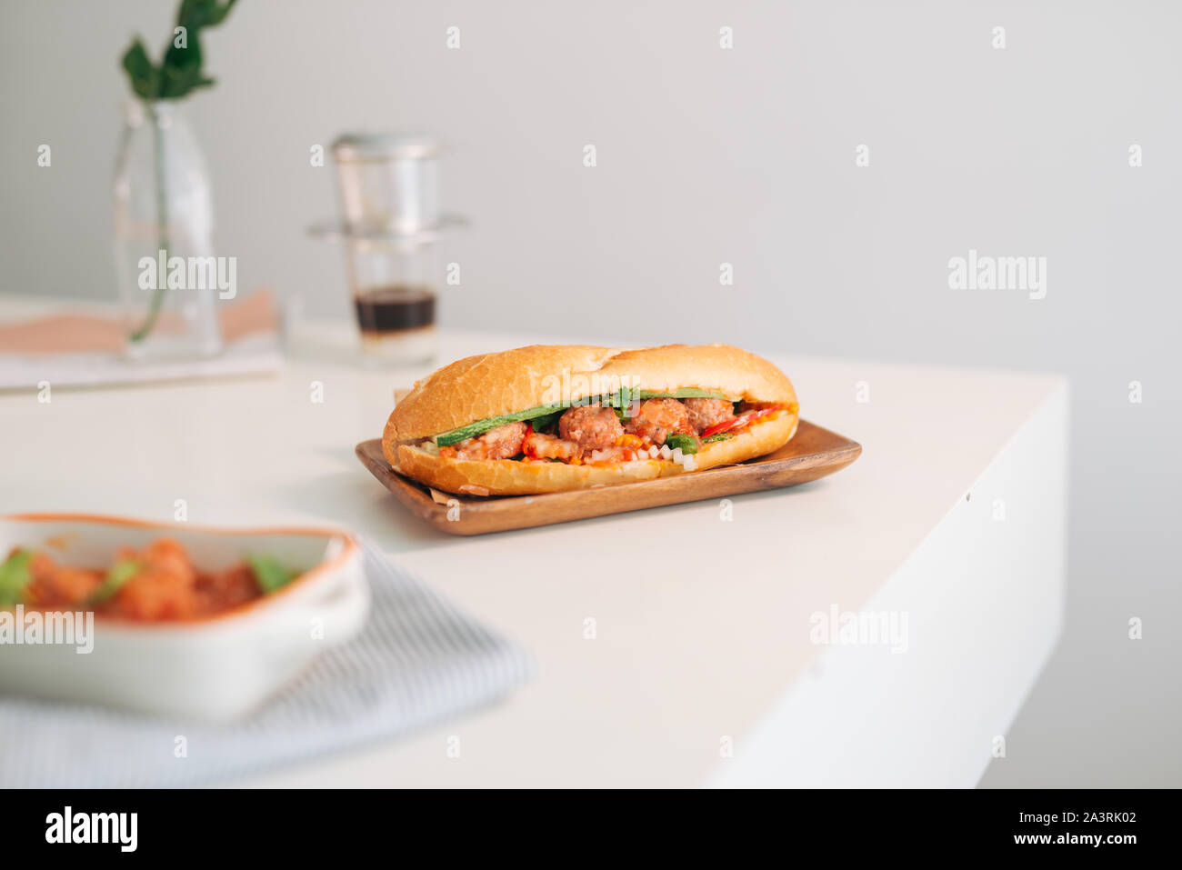 Traditional vietnamese breakfast dish called Banh Mi Xiu Mai Stock ...