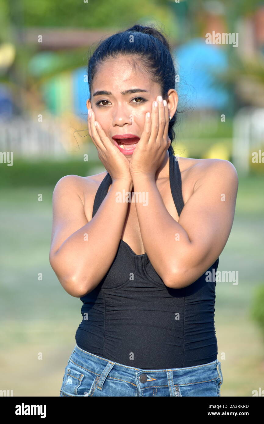 Startled Adult Female Stock Photo - Alamy