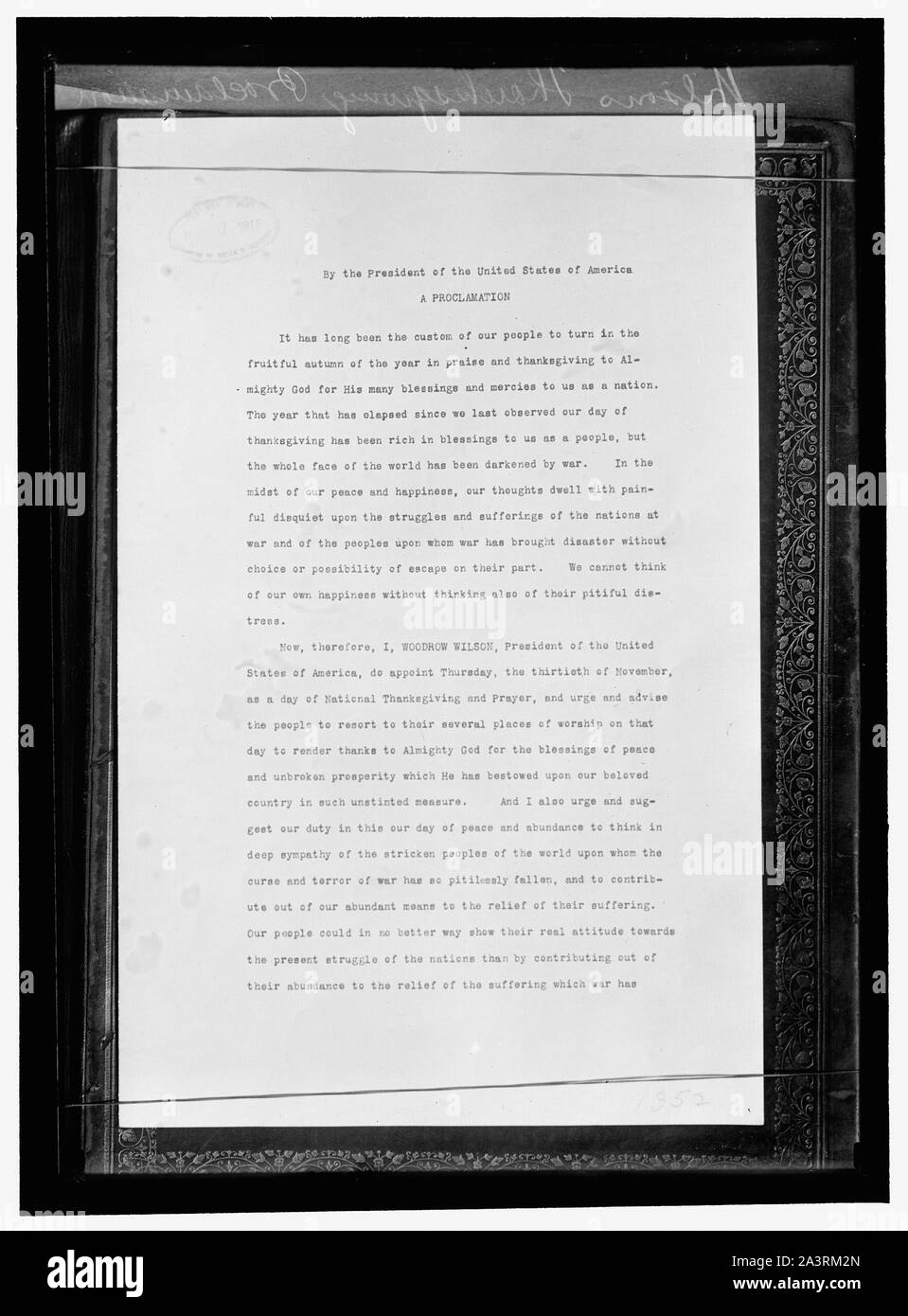 THANKSGIVING. WILSON'S THANKSGIVING PROCLAMATION Stock Photo - Alamy