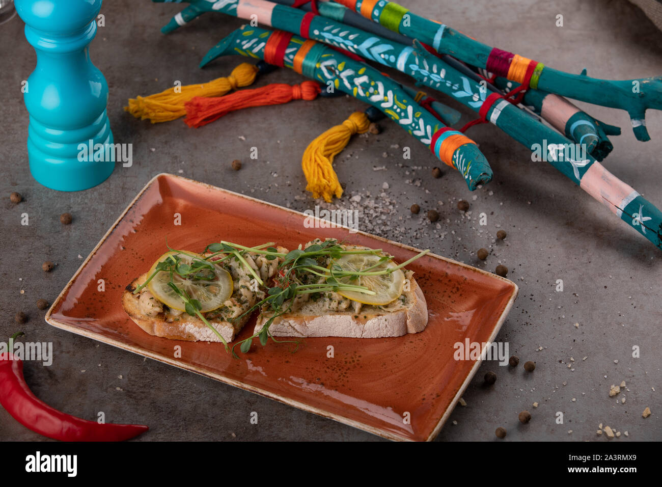 Fish Canapes - Smoked Butterfish with with lemon and wheat sprouts ...