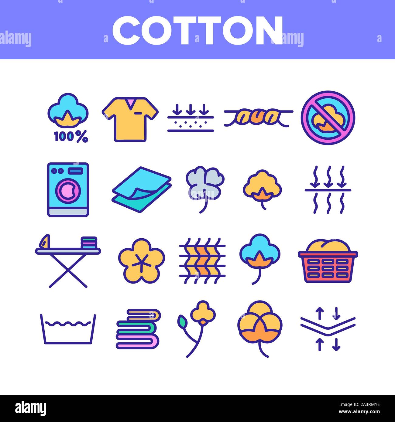 Cotton Fabric Color Elements Icons Set Vector Stock Vector Image & Art ...
