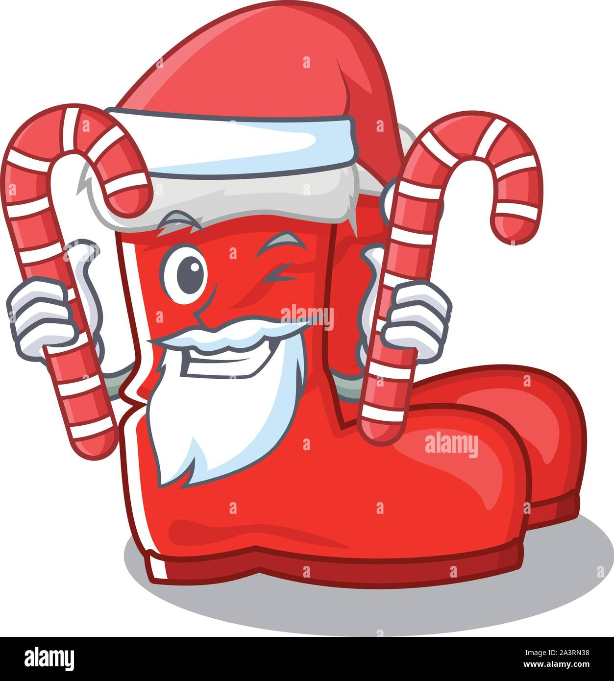 Santa with candy santa boots with the cartoon shape Stock Vector Image ...
