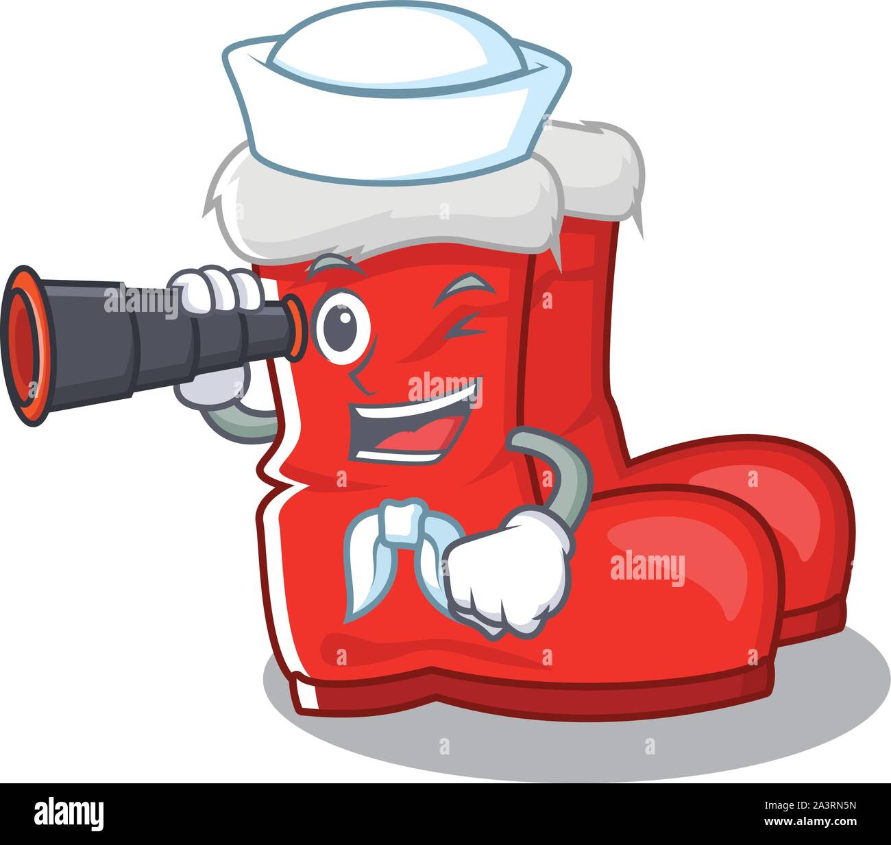 Sailor with binocular santa boots mascot isolated the character Stock ...