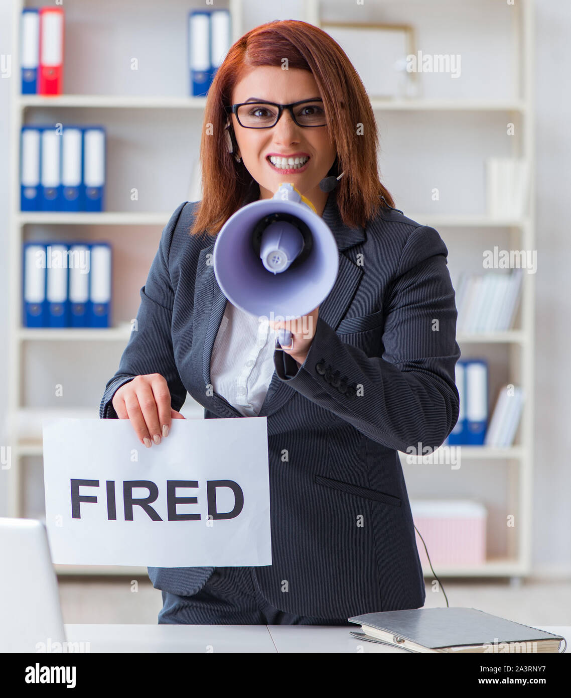The businesswoman firing people in office Stock Photo - Alamy