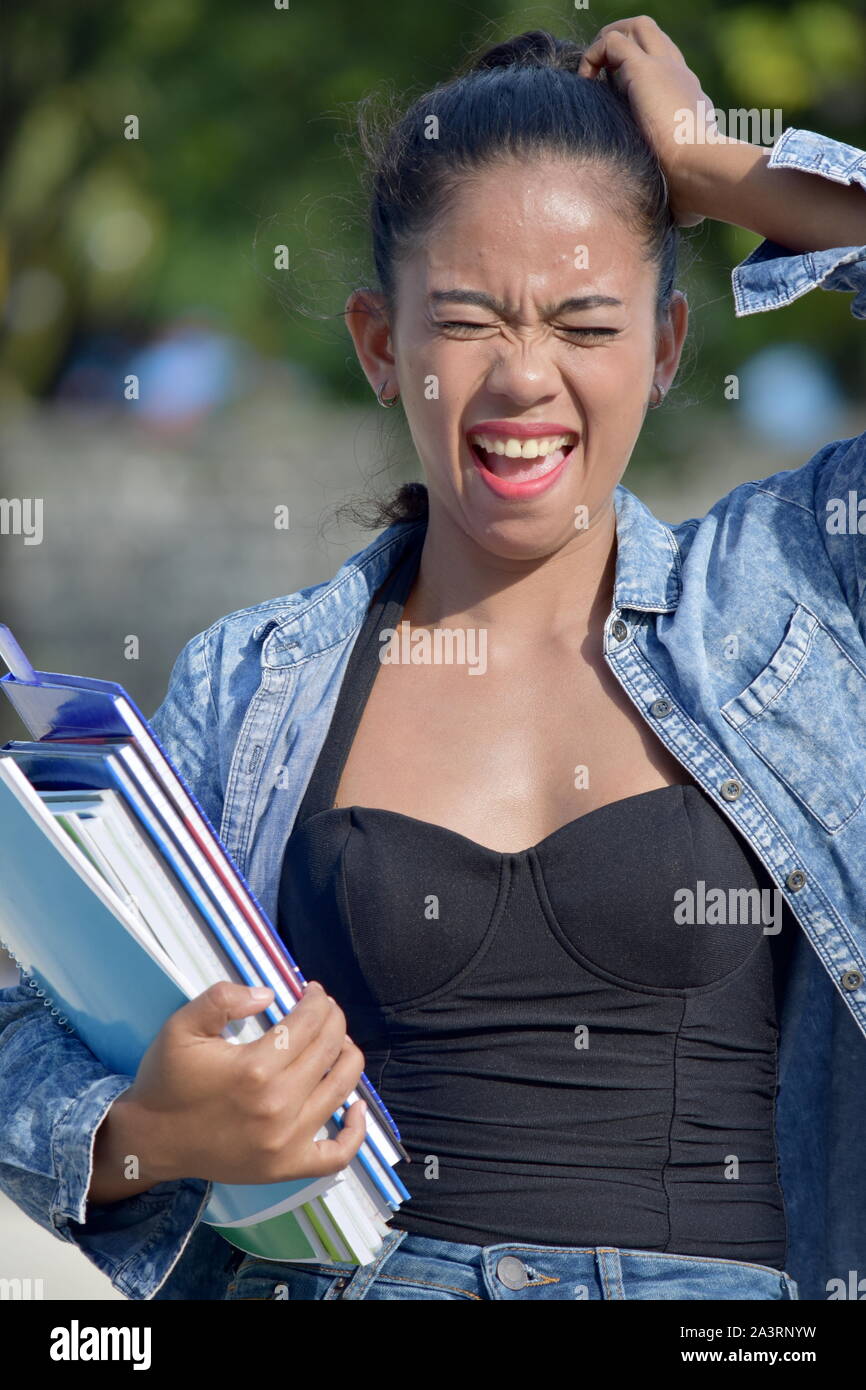 An Anxious Girl Student Stock Photo - Alamy