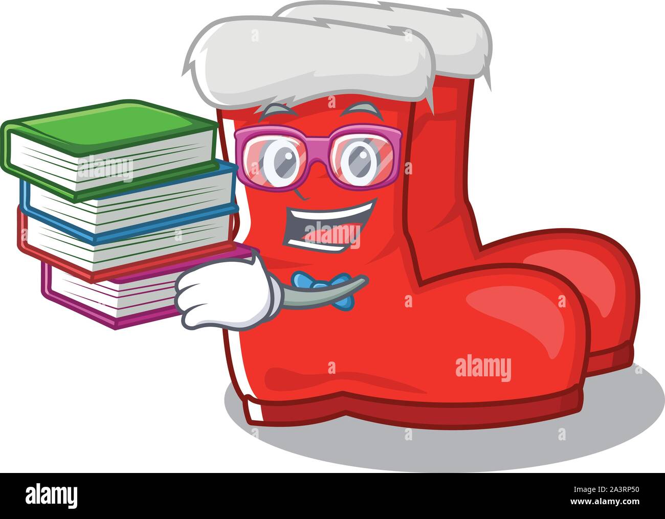Student with book santa boots with the cartoon shape Stock Vector Image ...