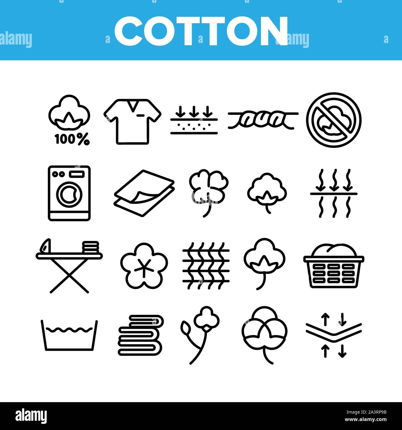 Cotton Fabric Collection Elements Icons Set Vector Stock Vector Image ...