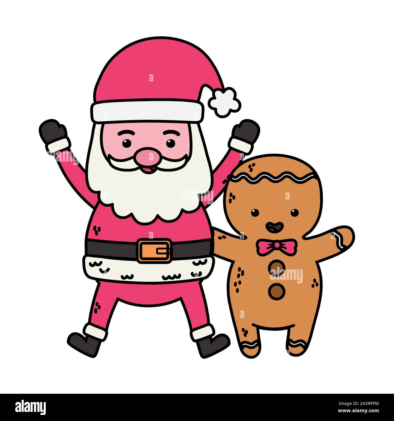 santa and gingerbread man decoration merry christmas vector ...