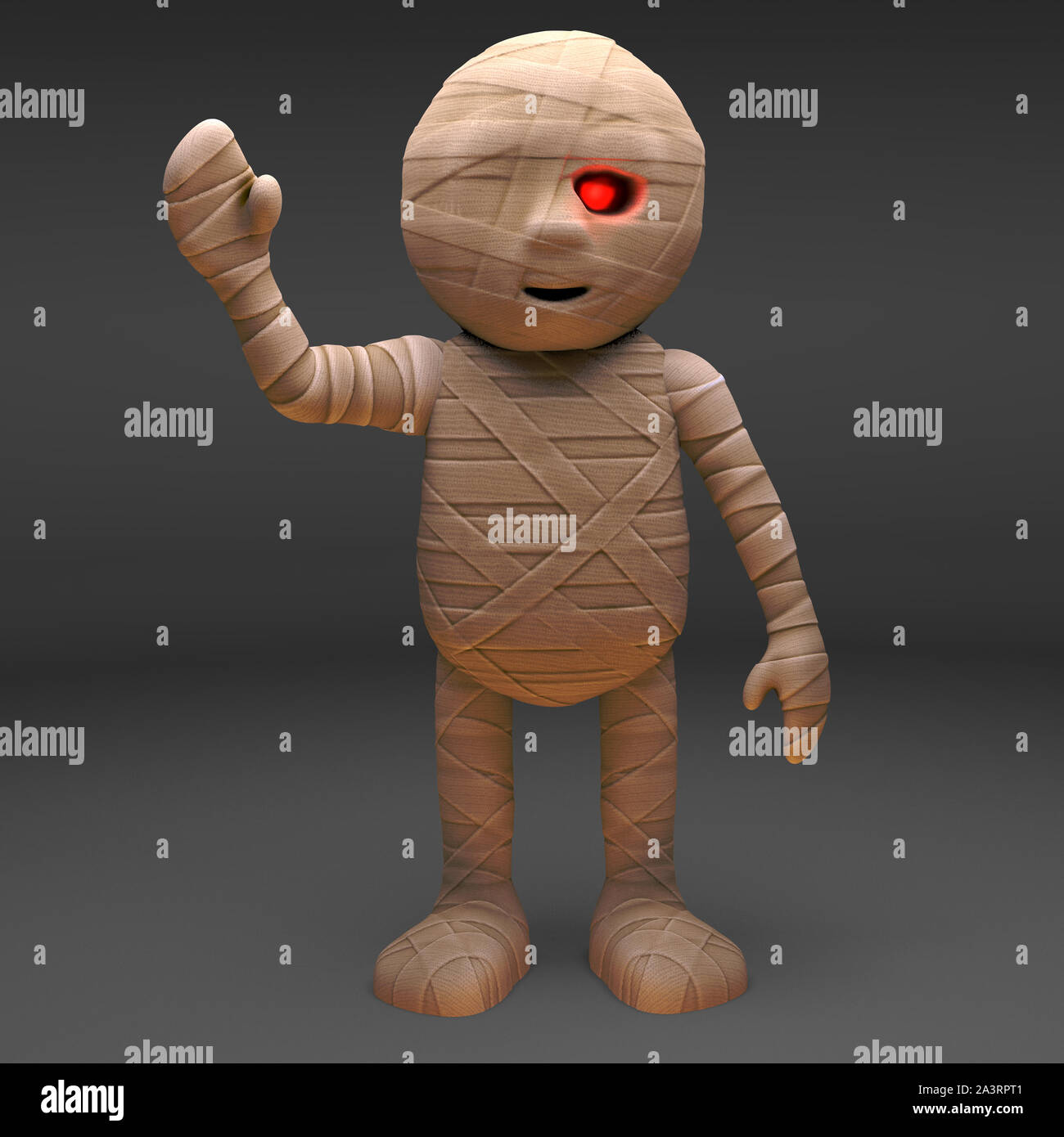 Hello says the undead Egyptian mummy monster with a carefree wave, 3d ...