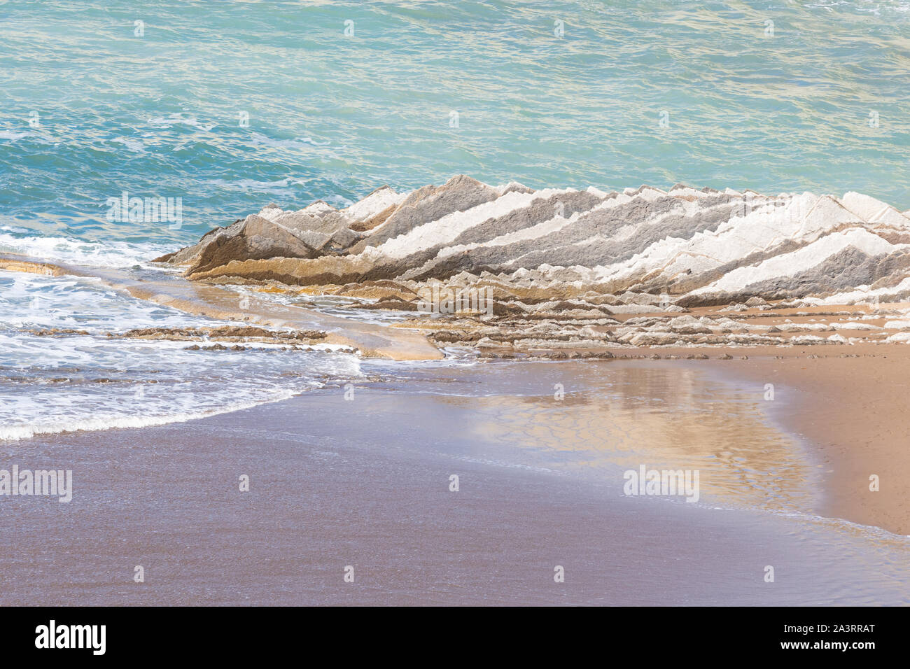 flysch formations on Itzurun Beach, Zumaia in The Basque Coast UNESCO ...