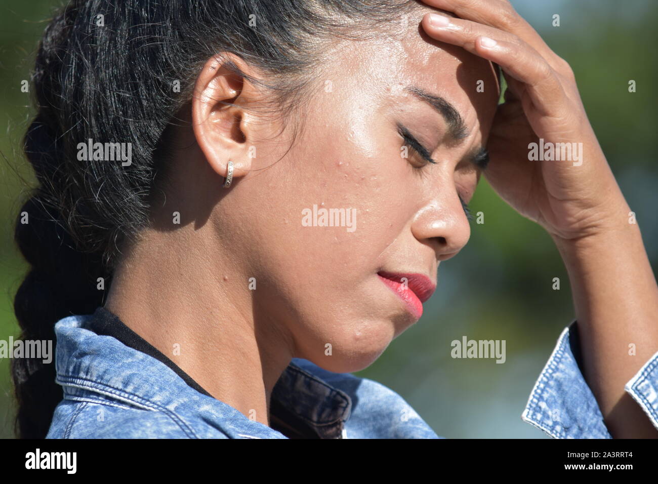 Worrisome Female Woman Stock Photo - Alamy