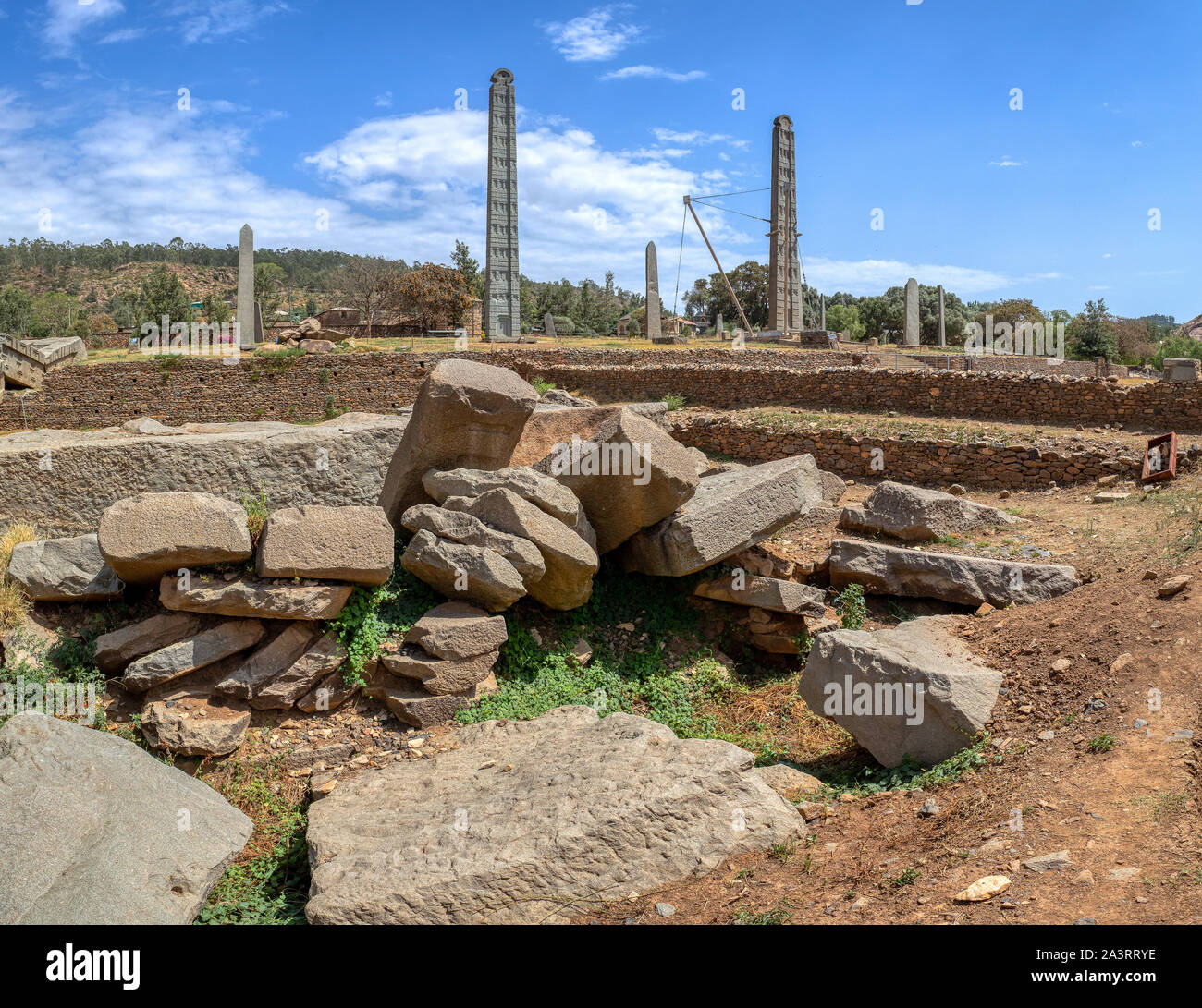Ancient monolith stone obelisk, symbol of the Aksumite civilization in ...