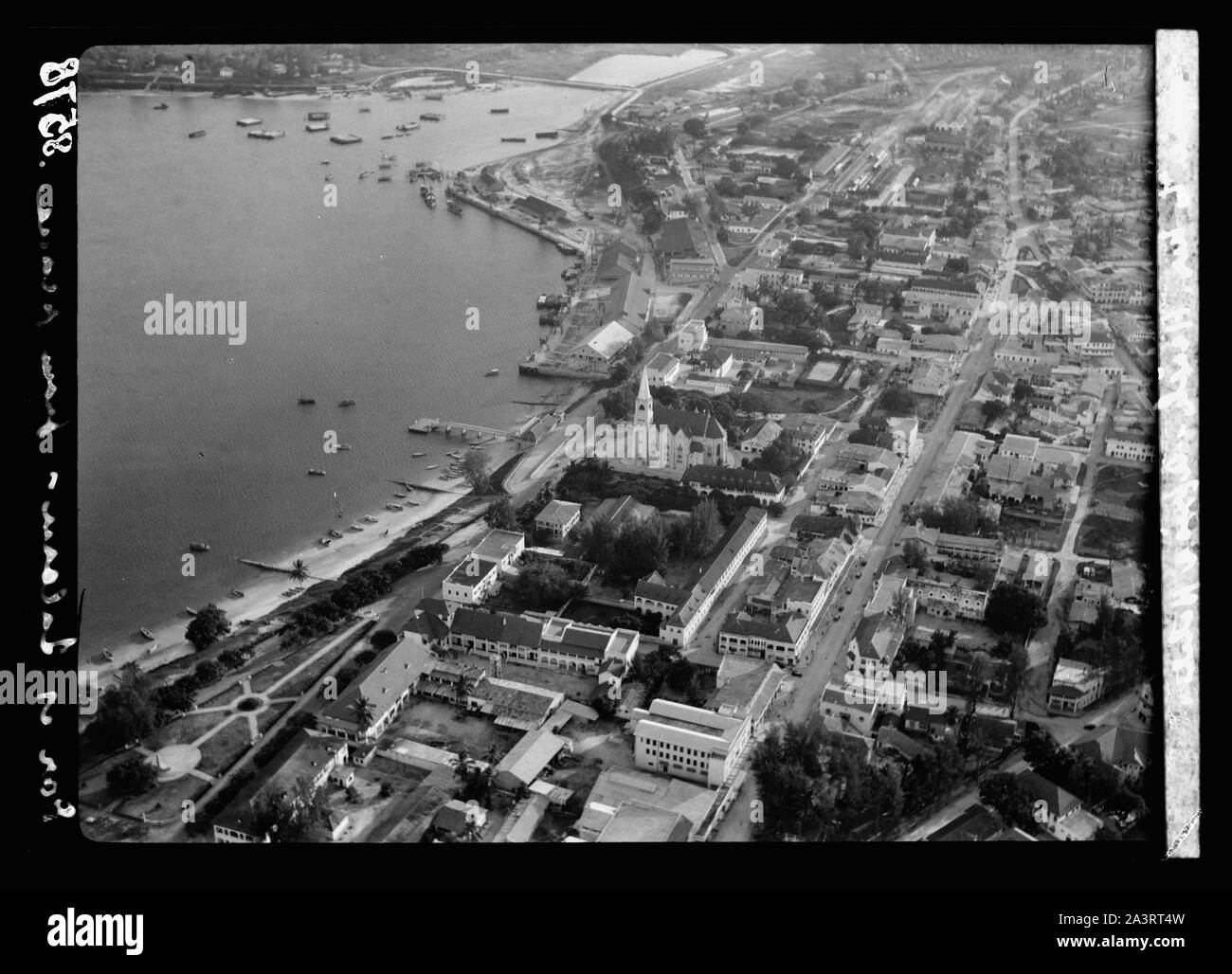Tanganyika. Dar-es-Salem. Air view. Closer view of sea front Stock ...