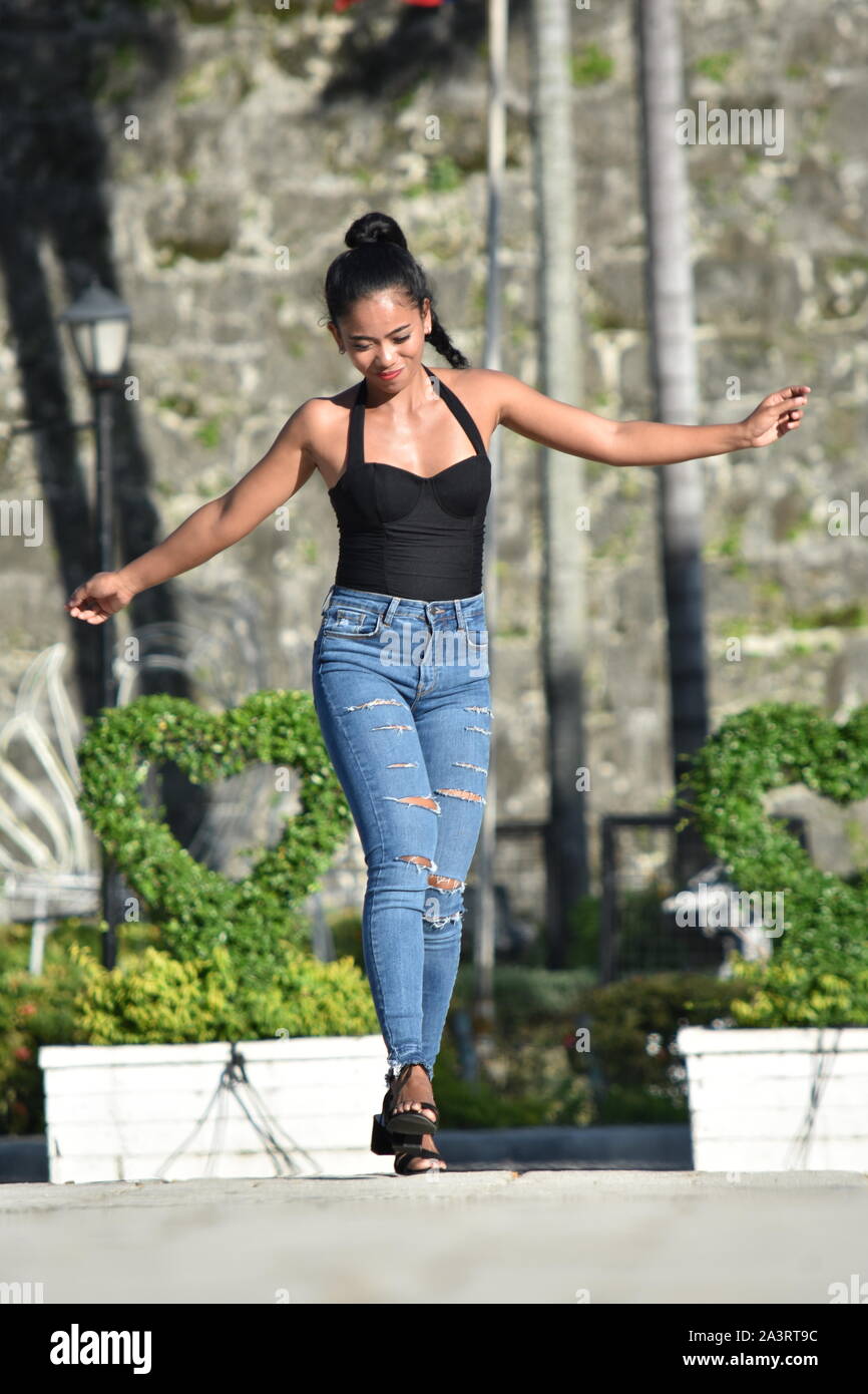 Youthful Diverse Female Dancing Stock Photo - Alamy