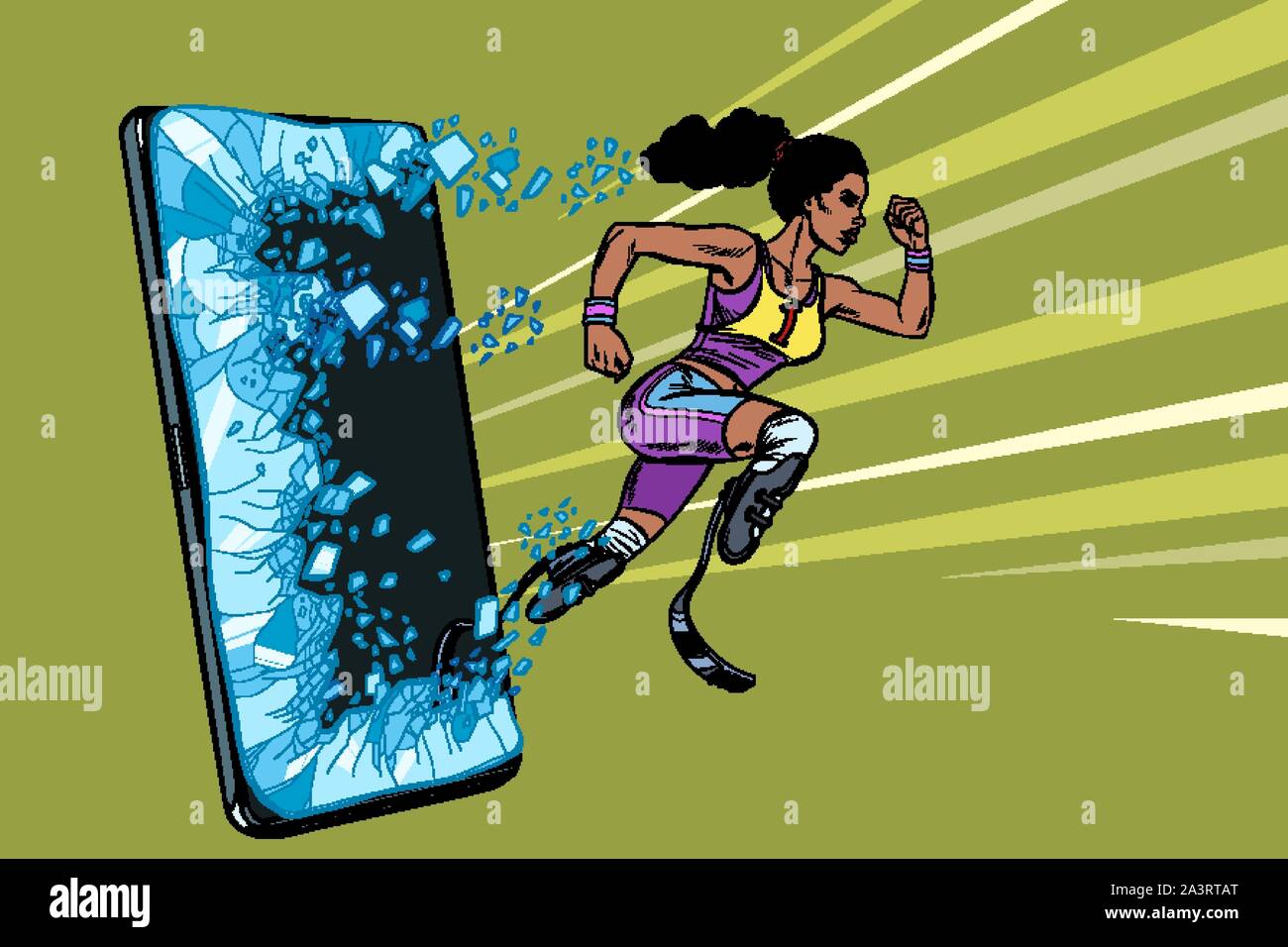 african woman runner disabled leg with prosthesis Phone gadget ...