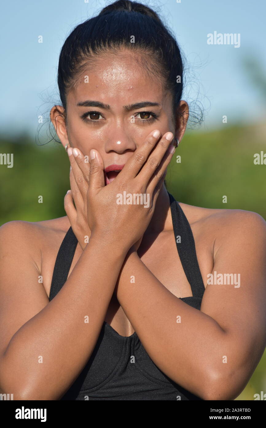 Beautiful young woman startled hi-res stock photography and images - Alamy