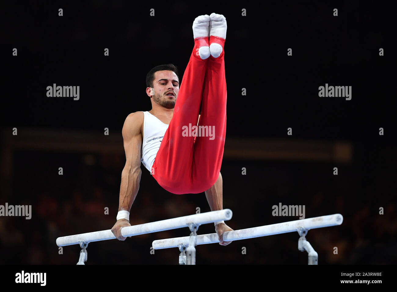 Artistic gymnastics mens parallel bars final hi-res stock photography ...
