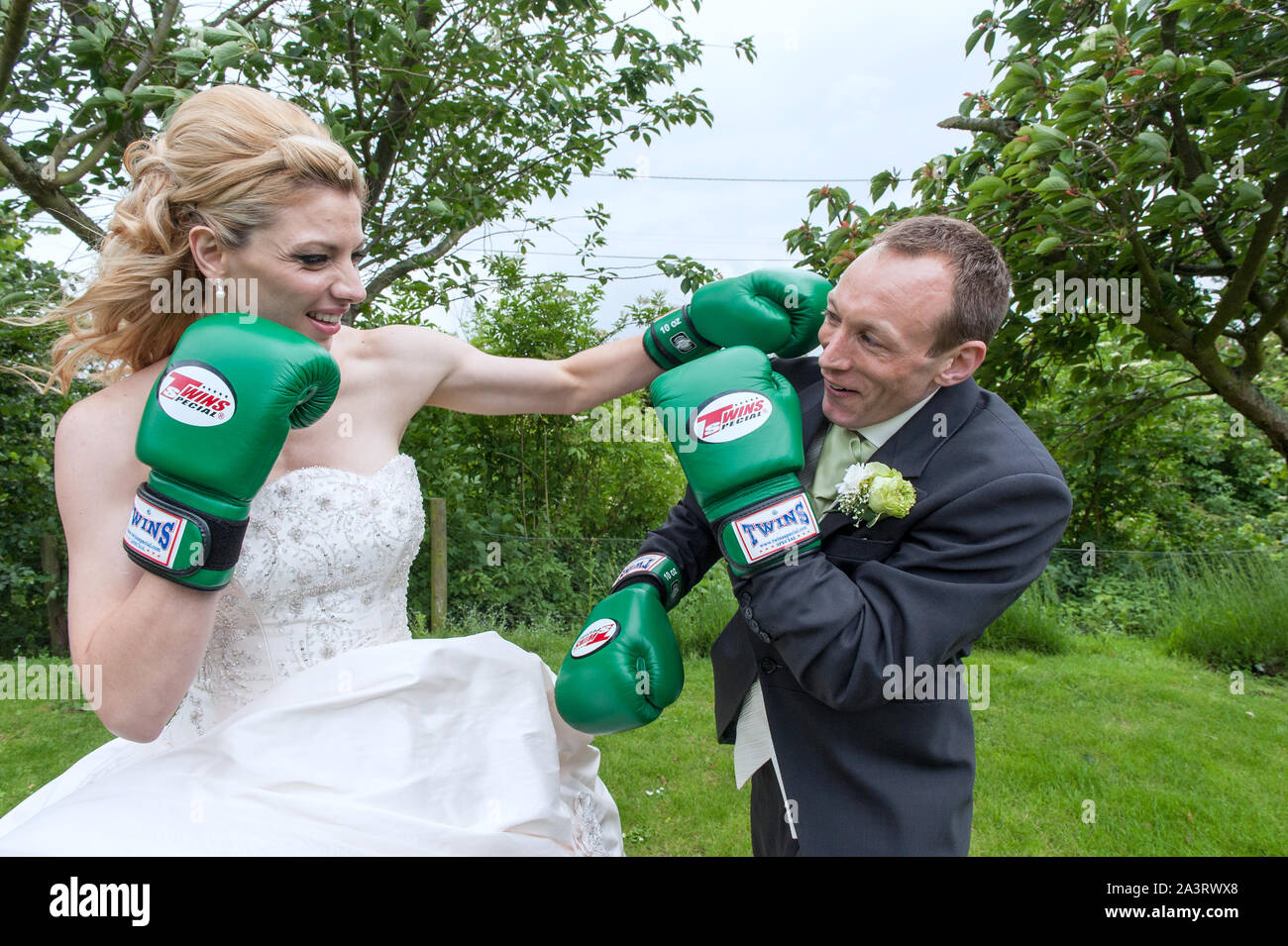 Bride and Groom boxing Stock Photo - Alamy
