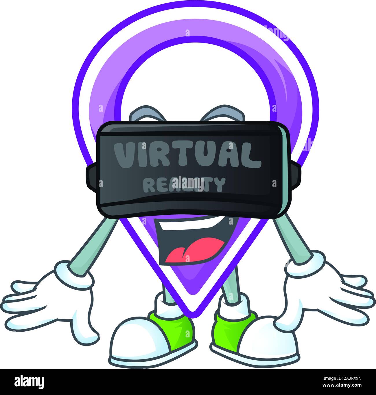 Virtual reality pin location cartoon character with mascot Stock Vector ...