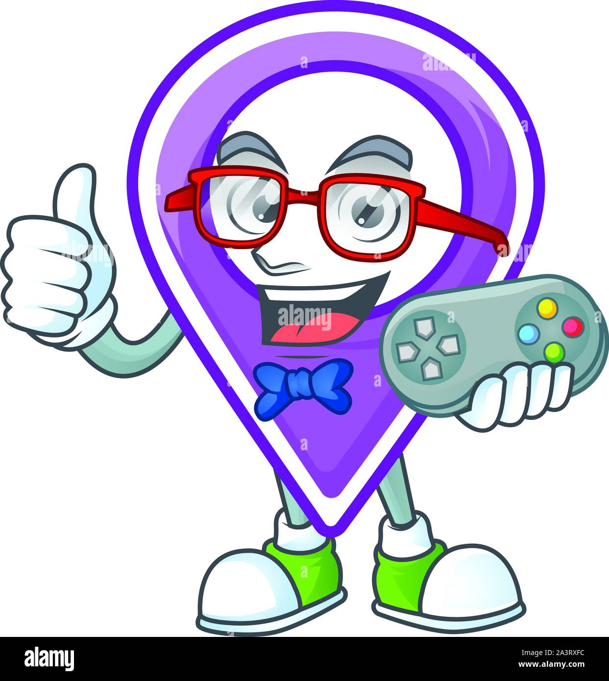 Gamer pin location cartoon character with mascot Stock Vector Image ...