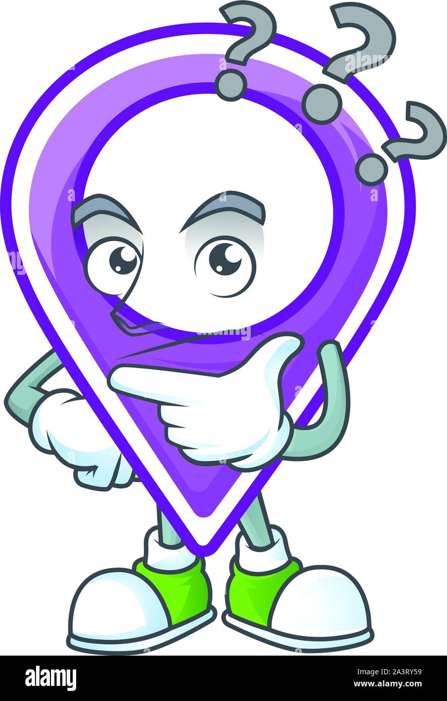 Thinking pin location cartoon character with mascot Stock Vector Image ...