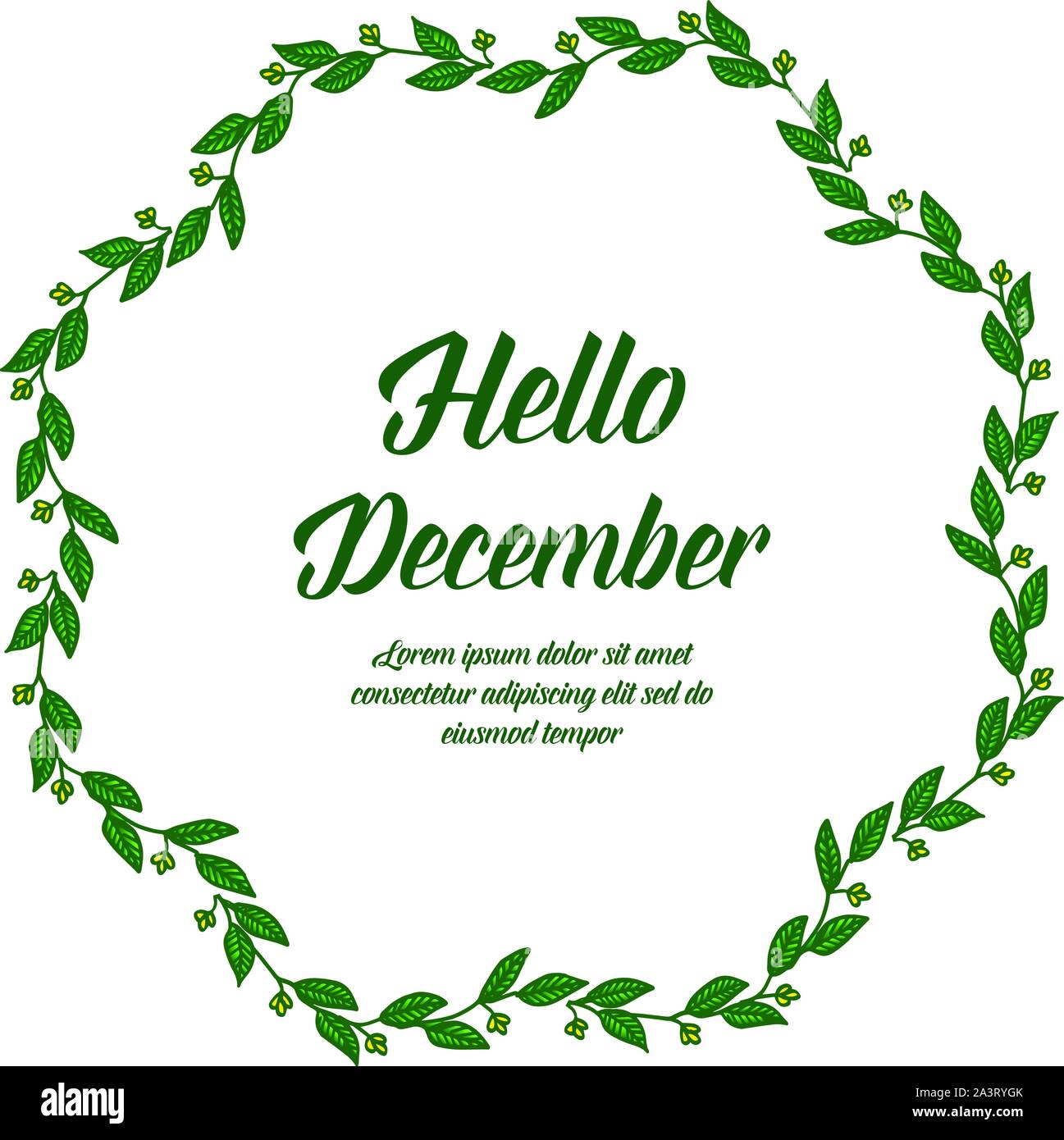 Design greeting card hello december, with ornate pattern of pink flower ...