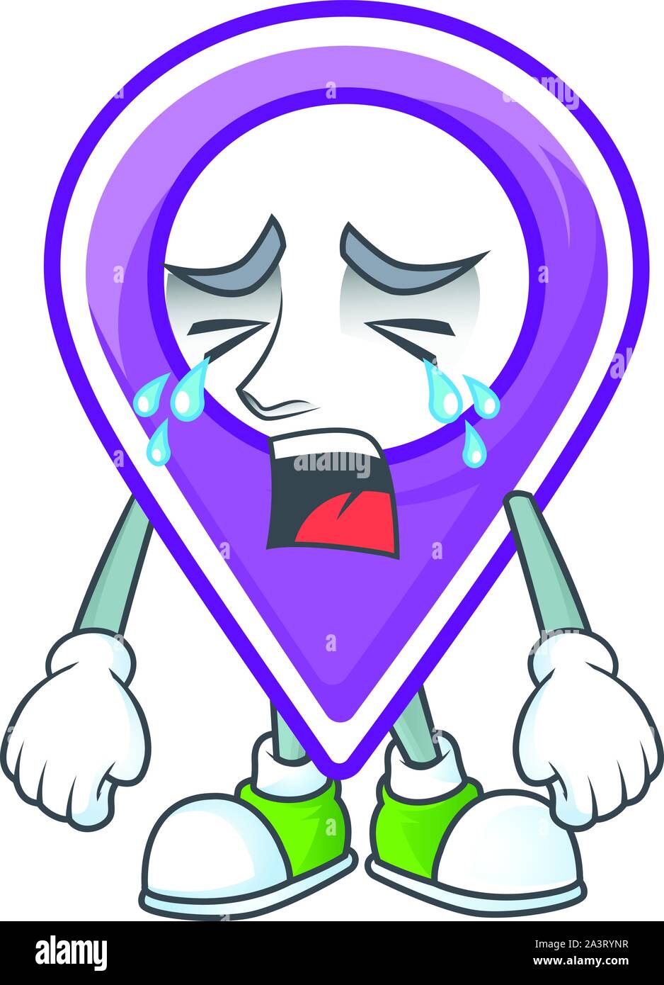 Crying pin location cartoon character with mascot Stock Vector Image ...