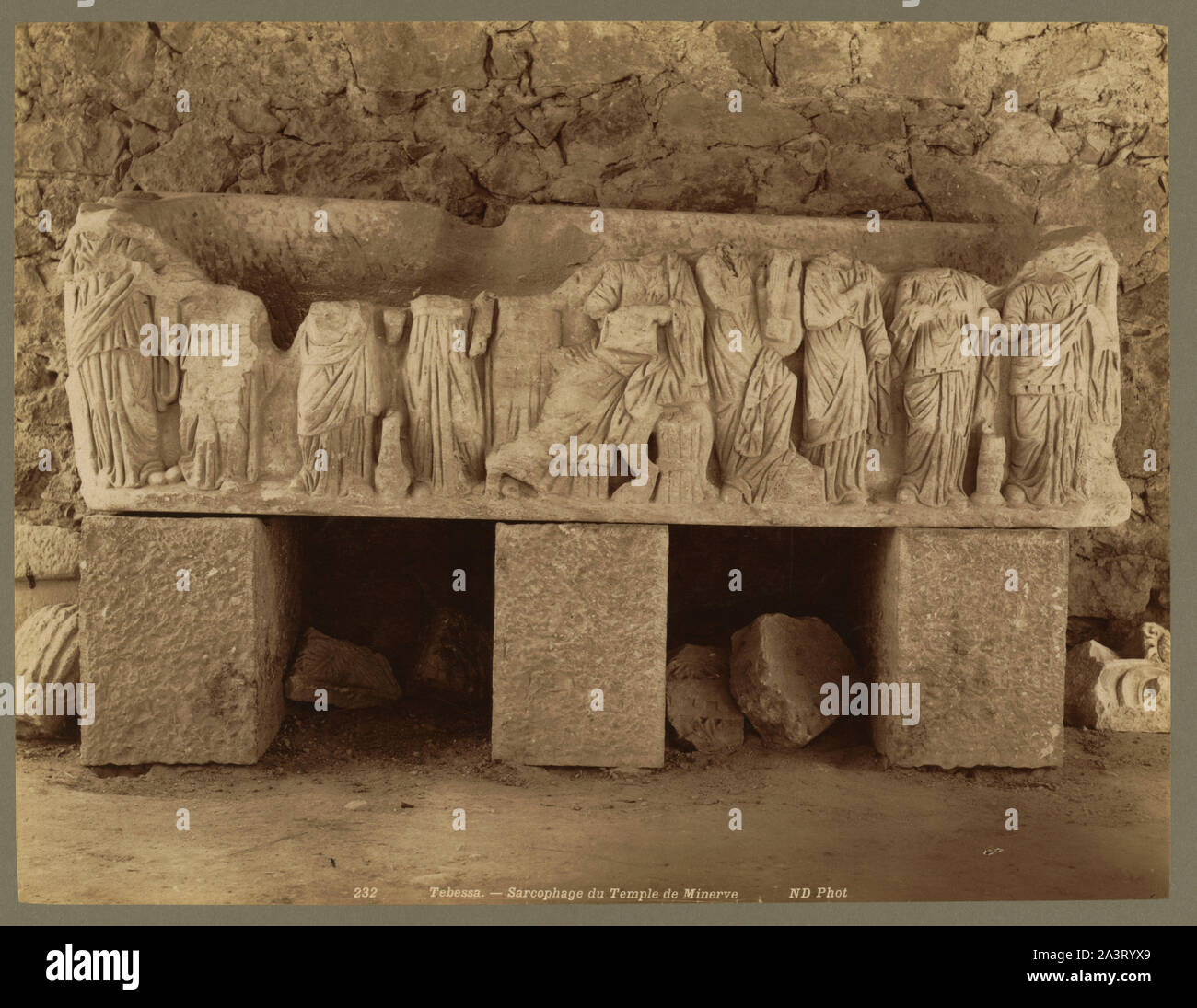 Tebessa. Sarcophage du Temple de Minerve / ND Phot Stock Photo - Alamy