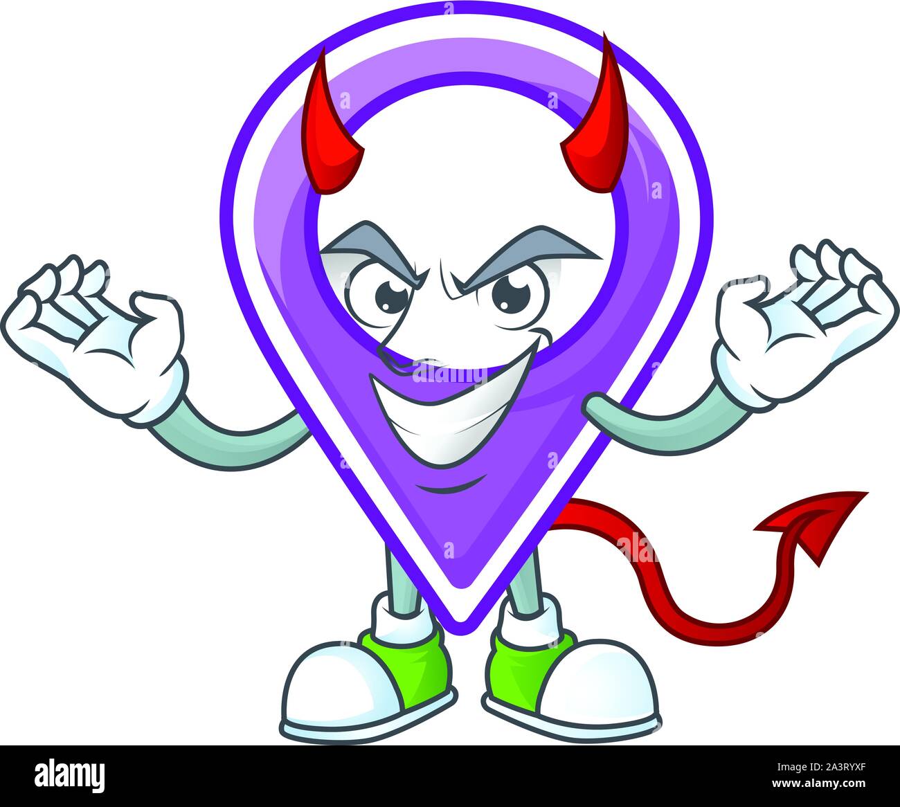 Devil pin location cartoon character with mascot Stock Vector Image ...