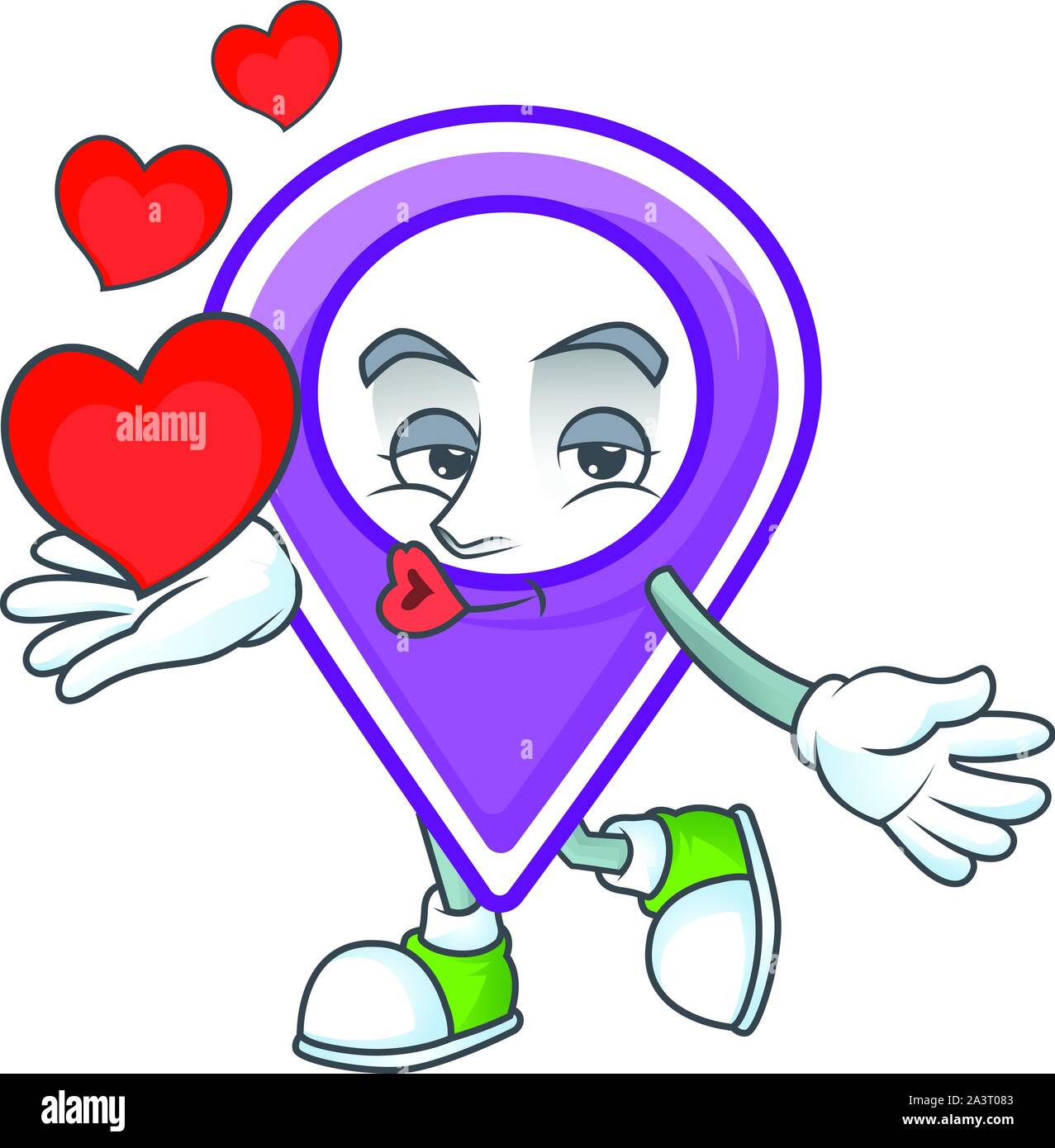 With heart pin location cartoon character with mascot Stock Vector ...