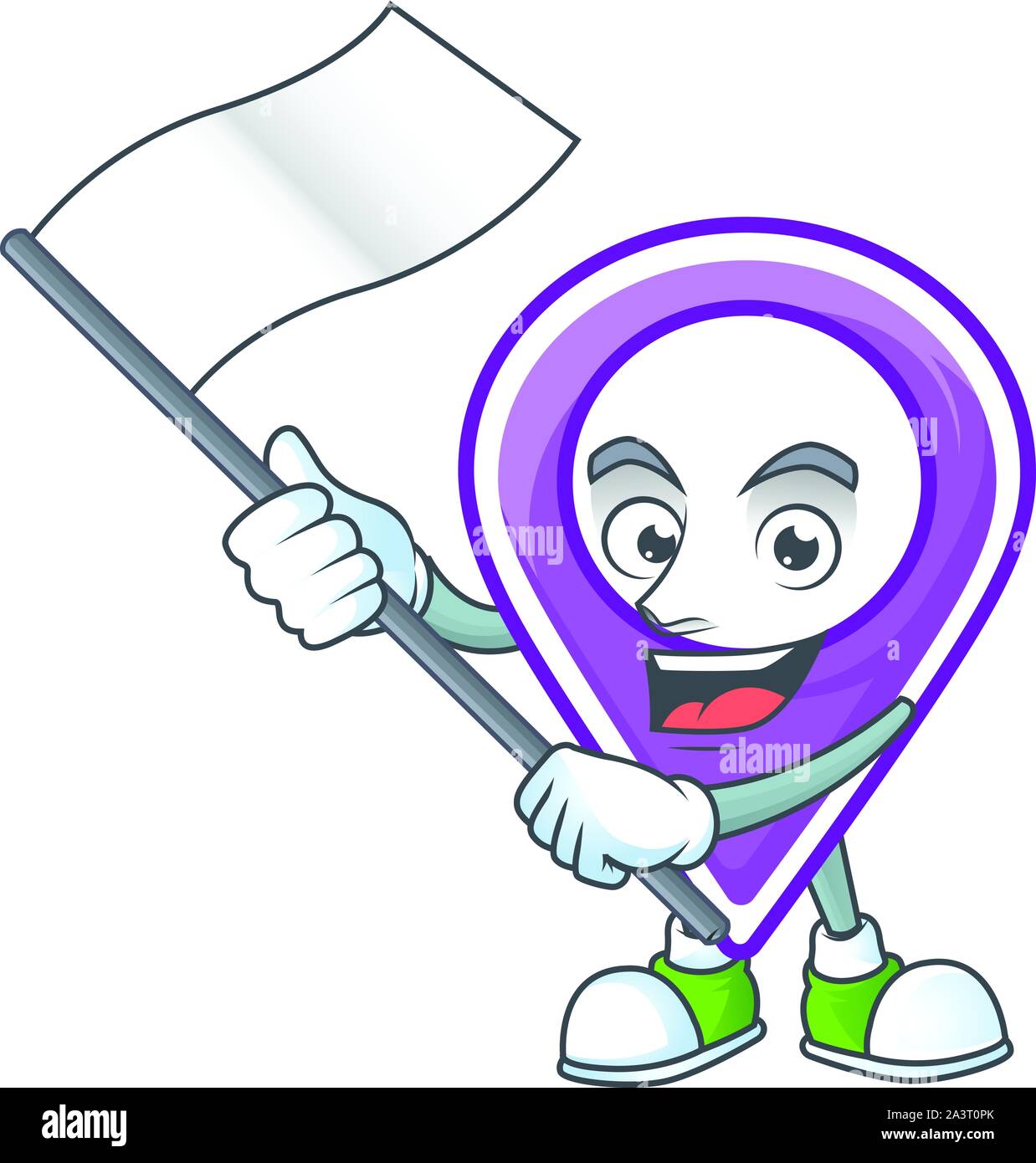 With flag pin location cartoon on white background Stock Vector Image ...