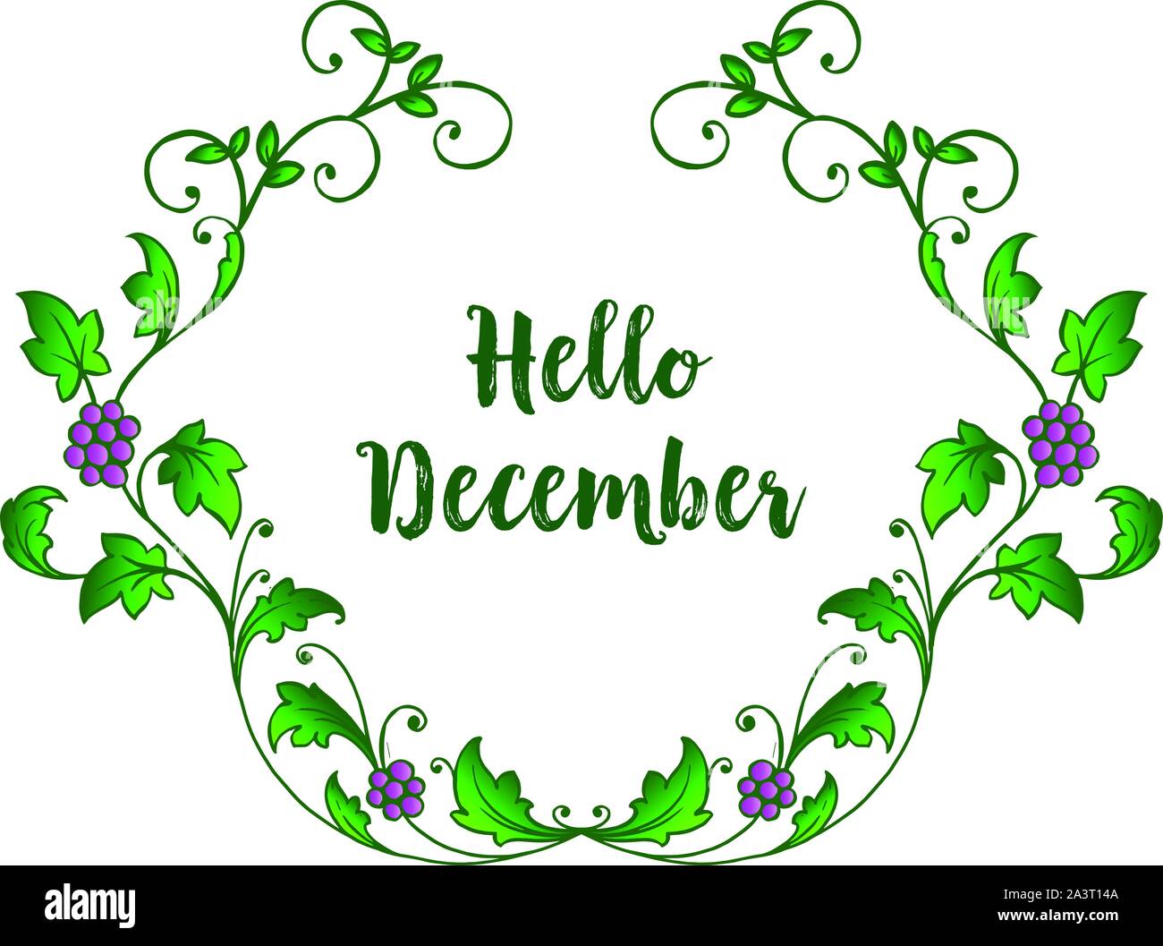 Poster hello december with beauty of purple flower frame. Vector Stock ...