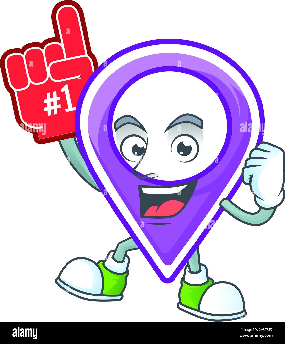Foam finger pin location cartoon on white background Stock Vector Image ...