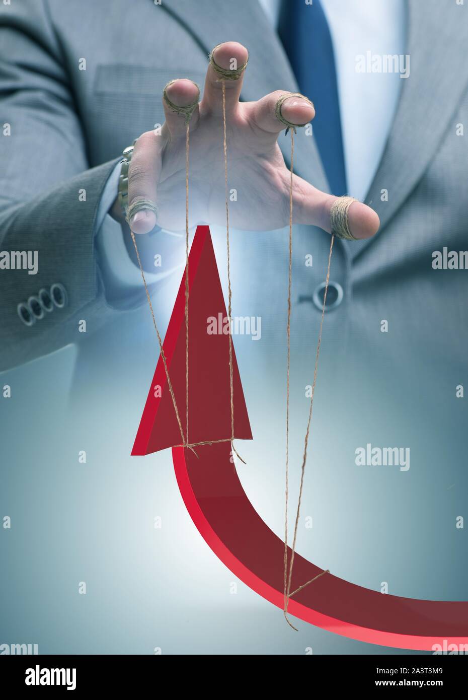 The hand supporting the growth chart line Stock Photo - Alamy